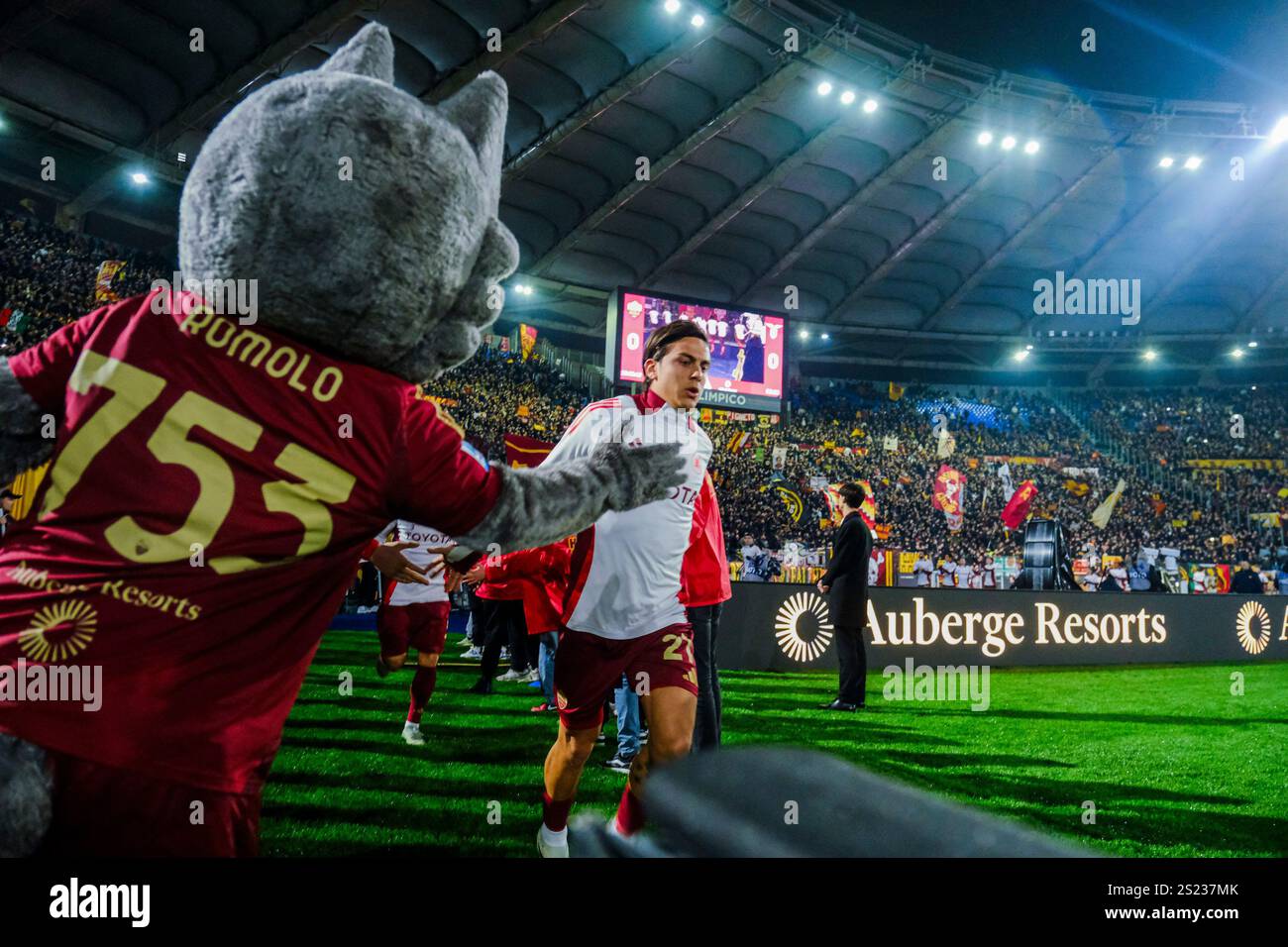 Roma’s Argentinian forward Paulo Dybala enter in the pith for the warm ...