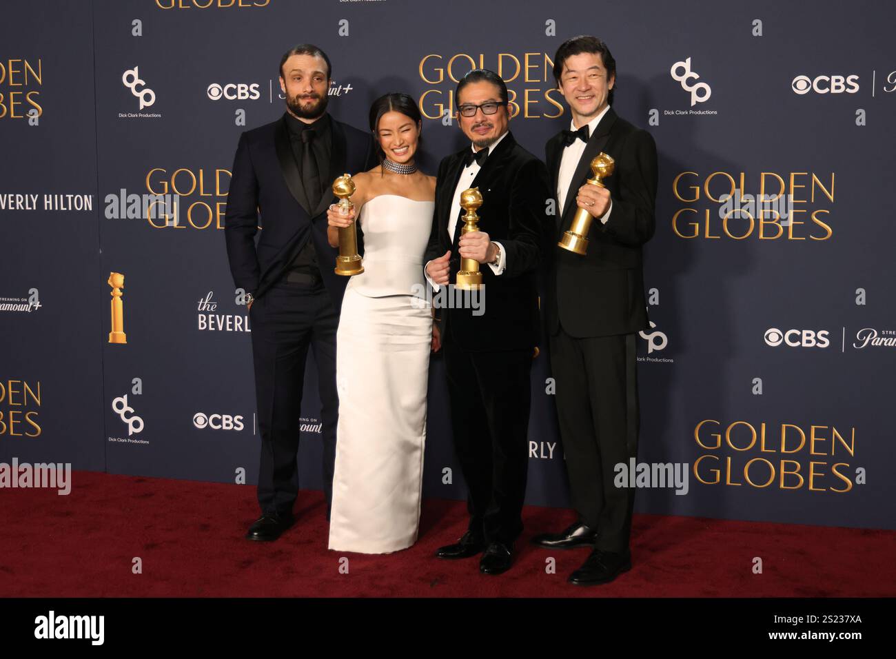 Beverly Hills, USA. 05th Jan, 2025. (L-R) Cosmo Jarvis, Anna Sawai, Hiroyuki Sanada, and ...