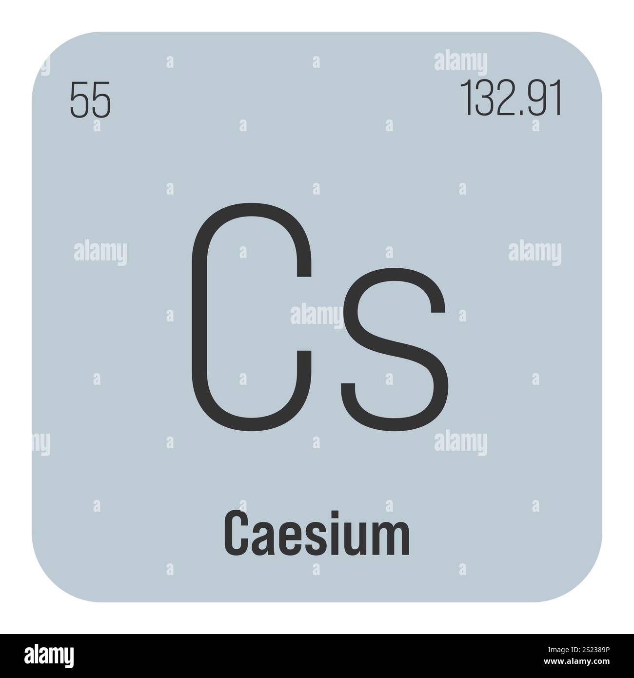 Caesium, Cs, periodic table element with name, symbol, atomic number ...