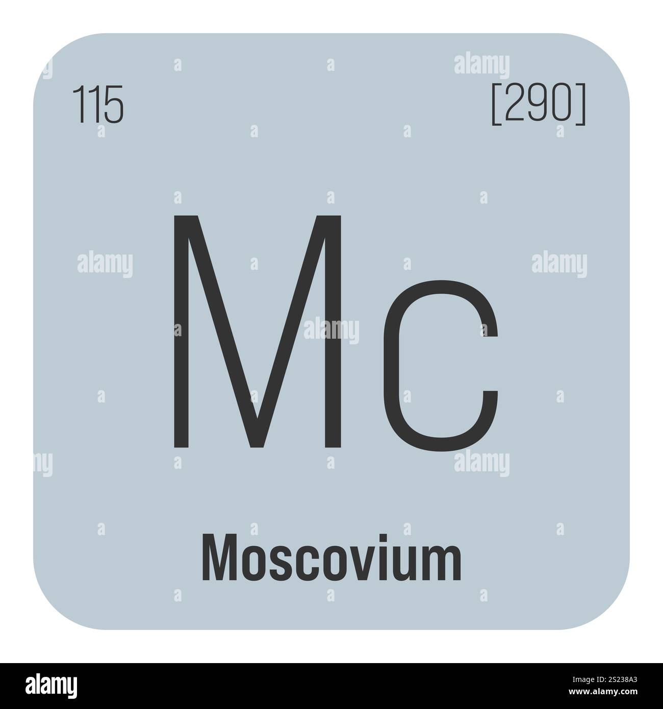 Moscovium, Mc, periodic table element with name, symbol, atomic number ...