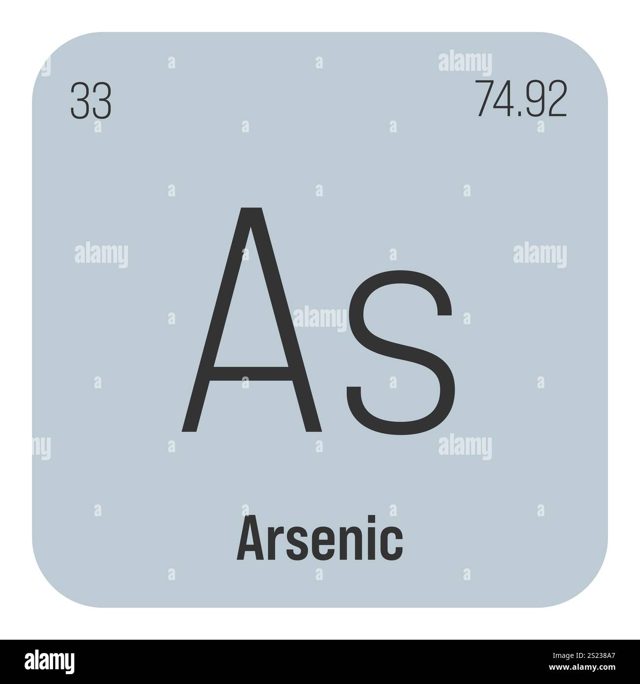 Arsenic, As, periodic table element with name, symbol, atomic number ...