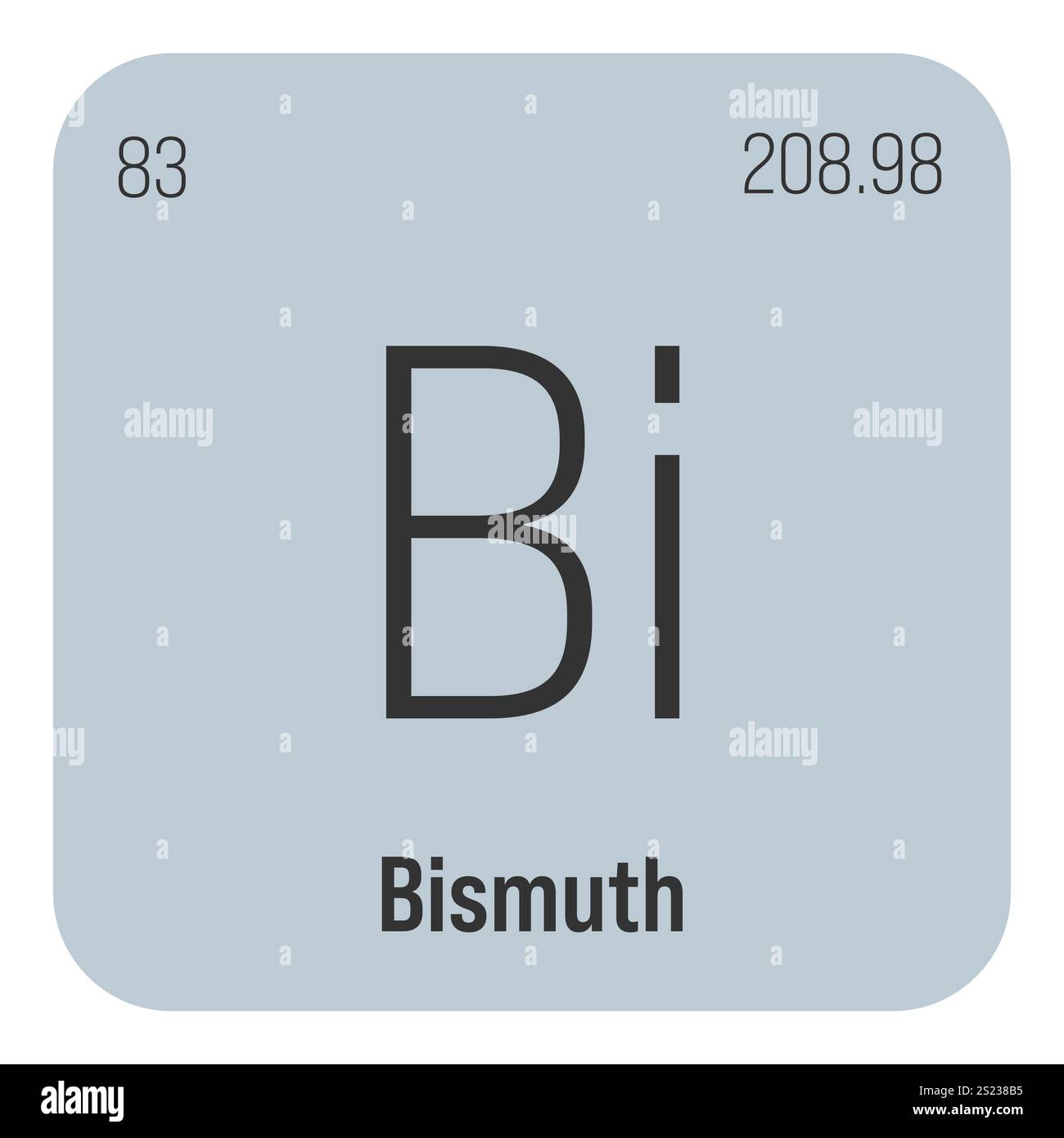 Bismuth, Bi, periodic table element with name, symbol, atomic number ...