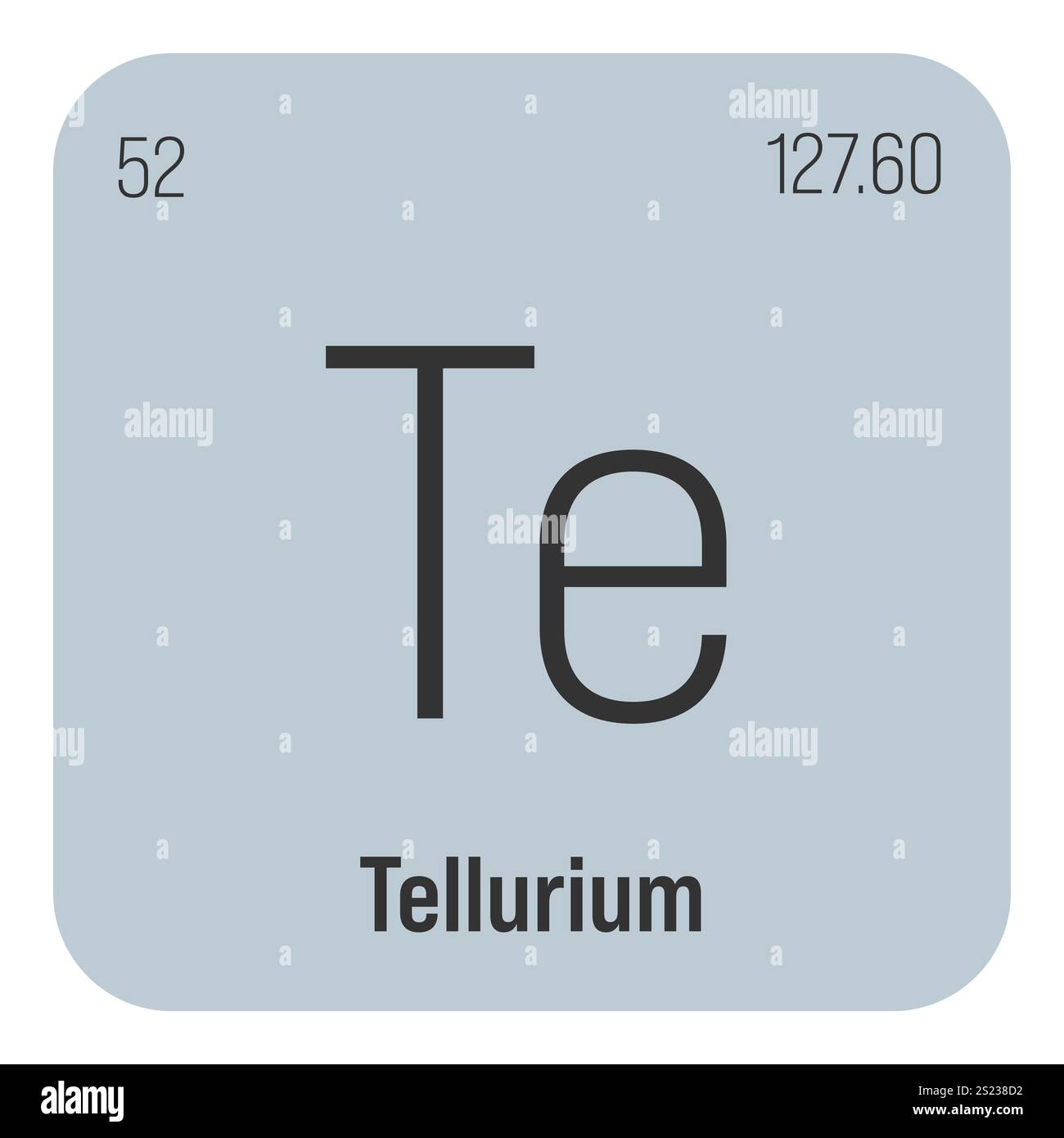 Tellurium, Te, periodic table element with name, symbol, atomic number ...