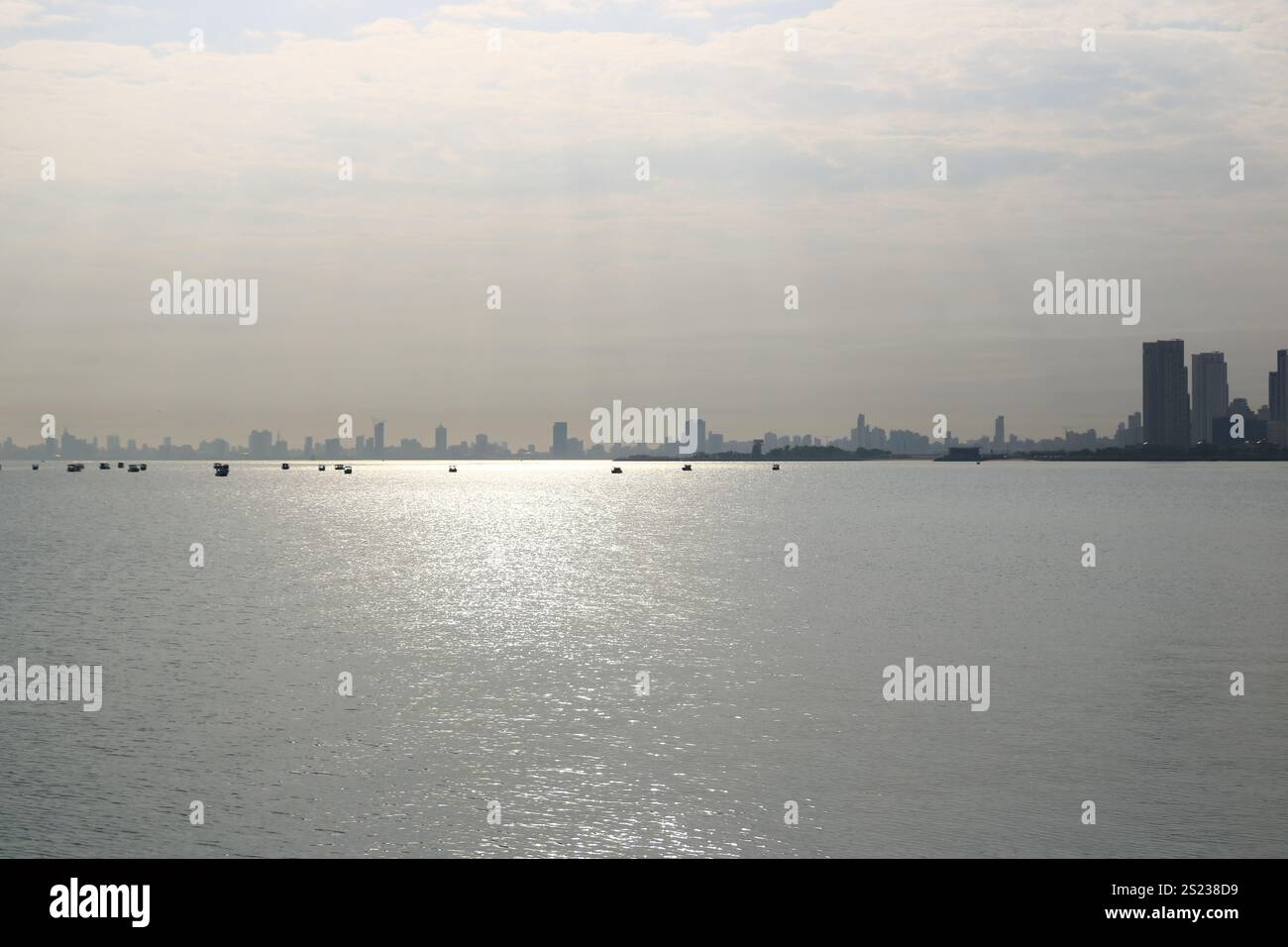 Kuwaits coastline and skyline. the Panorama of Kuwait City at the ...