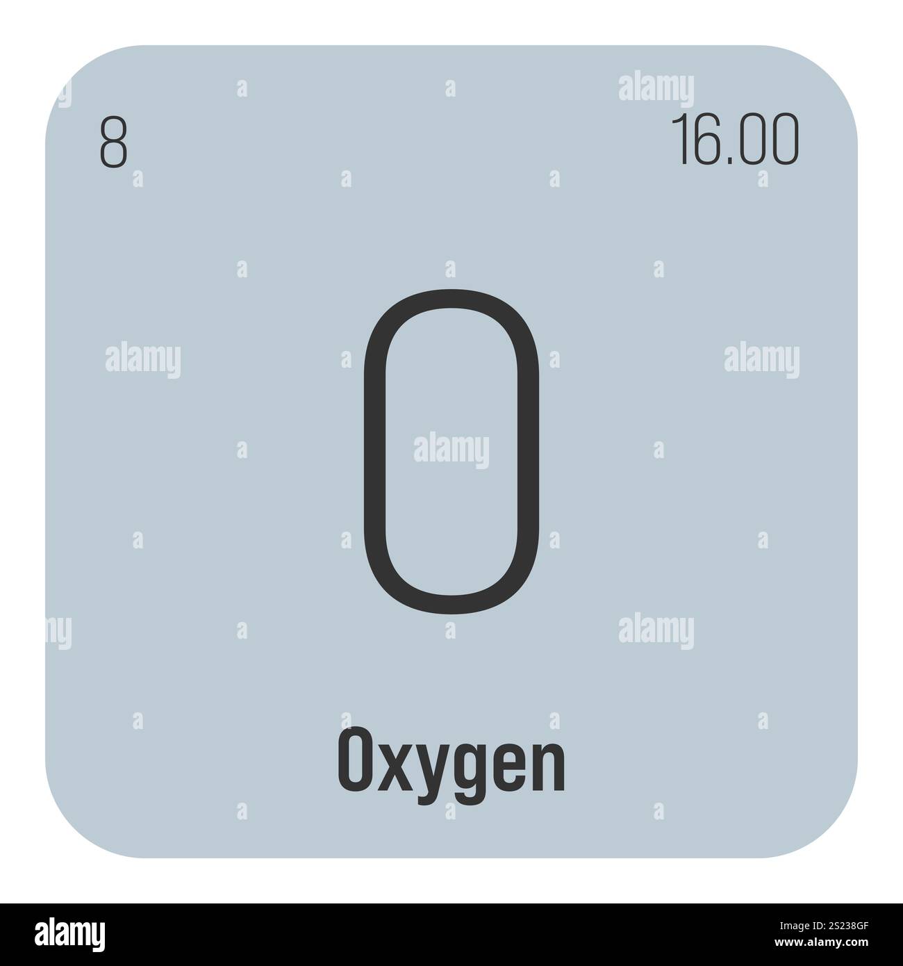 Oxygen, O, periodic table element with name, symbol, atomic number and ...