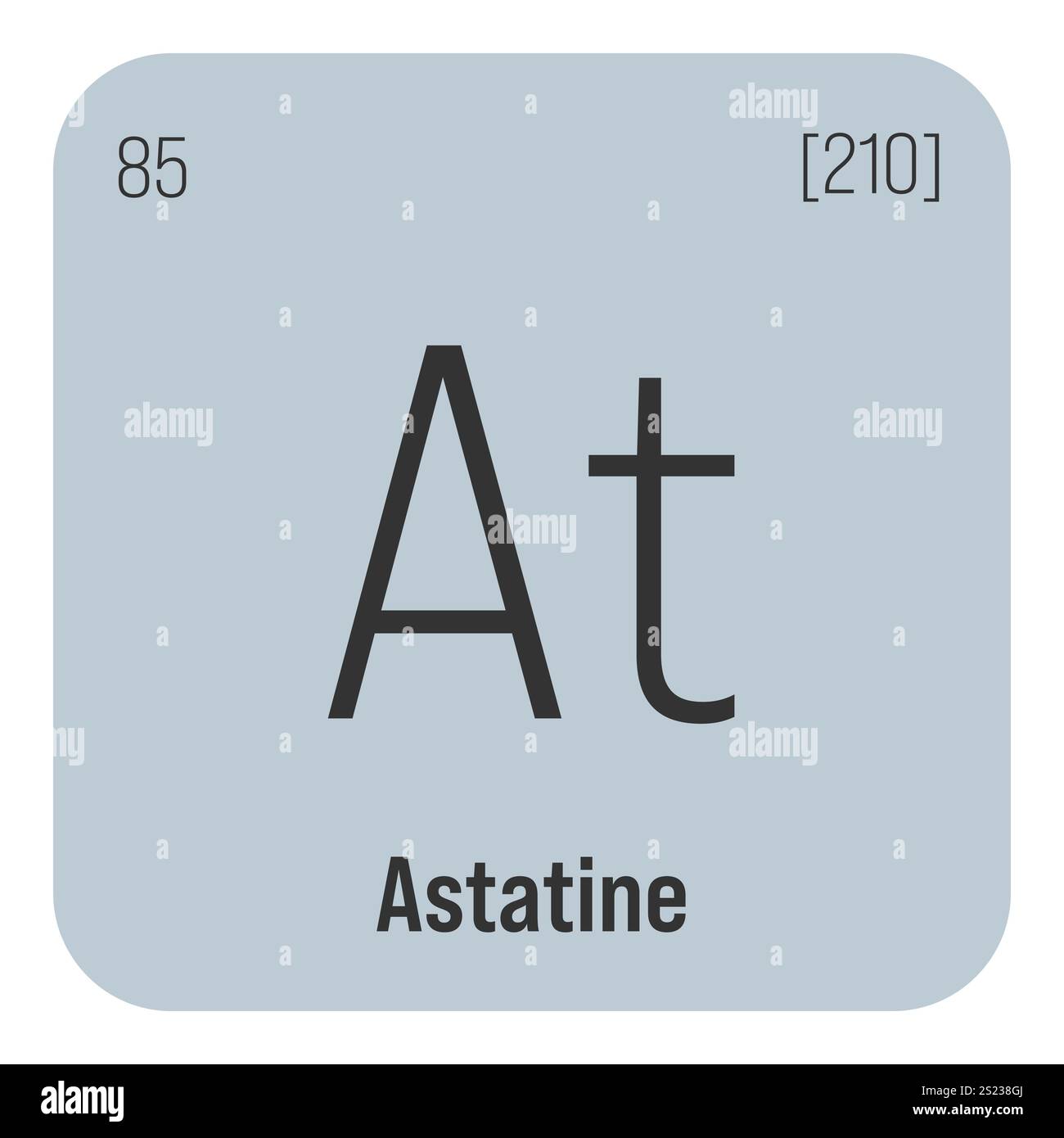 Astatine, At, periodic table element with name, symbol, atomic number ...