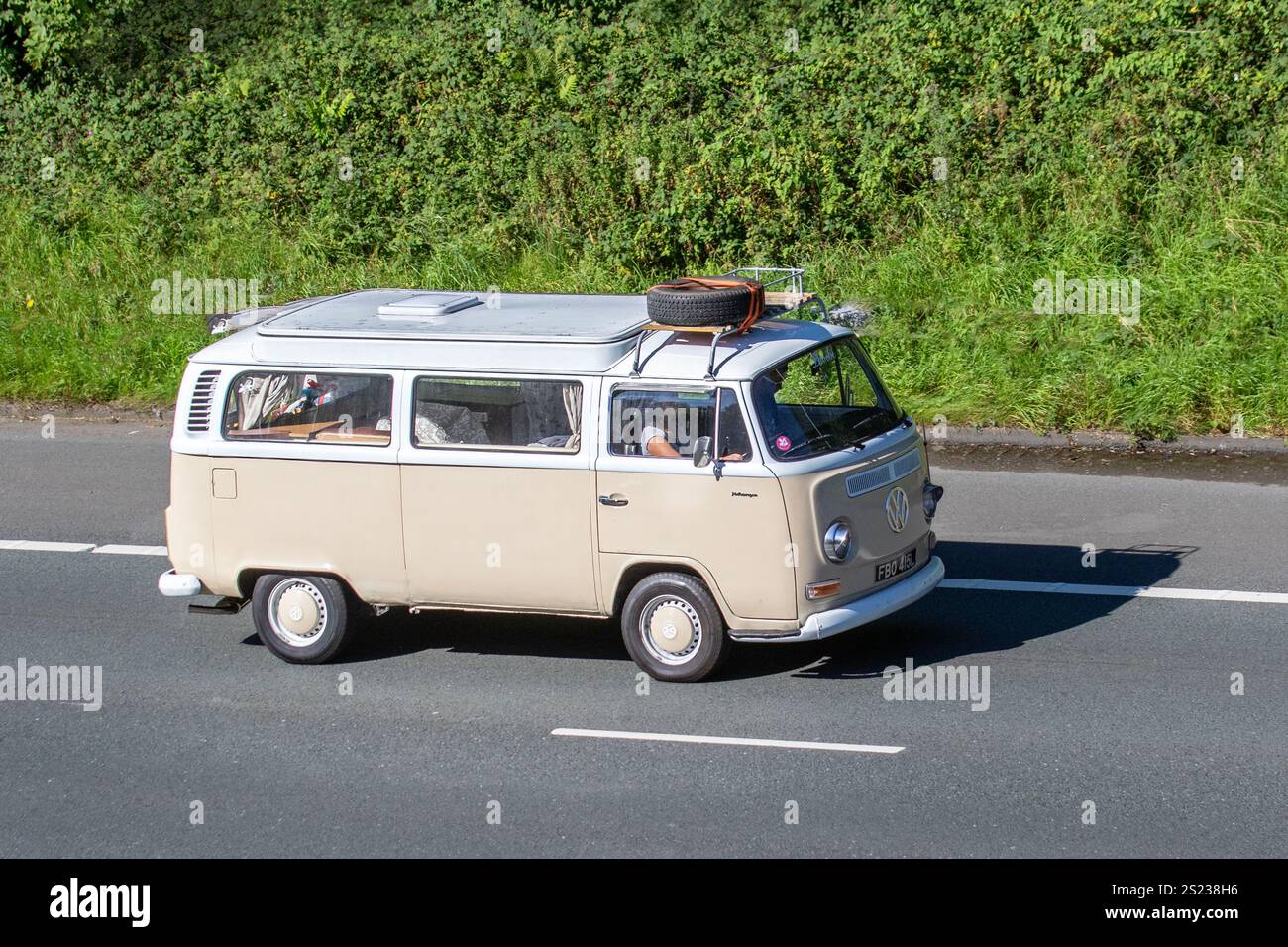 1972 70s seventies Beige VW Volkswagen bay window camper van Stock ...