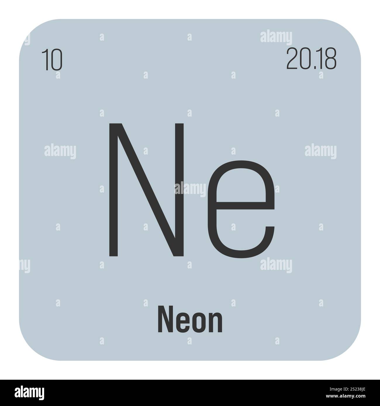 Neon, Ne, periodic table element with name, symbol, atomic number and ...