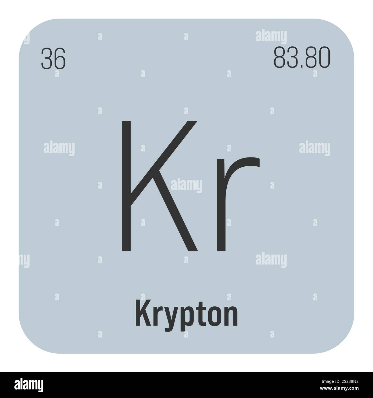 Krypton, Kr, periodic table element with name, symbol, atomic number ...