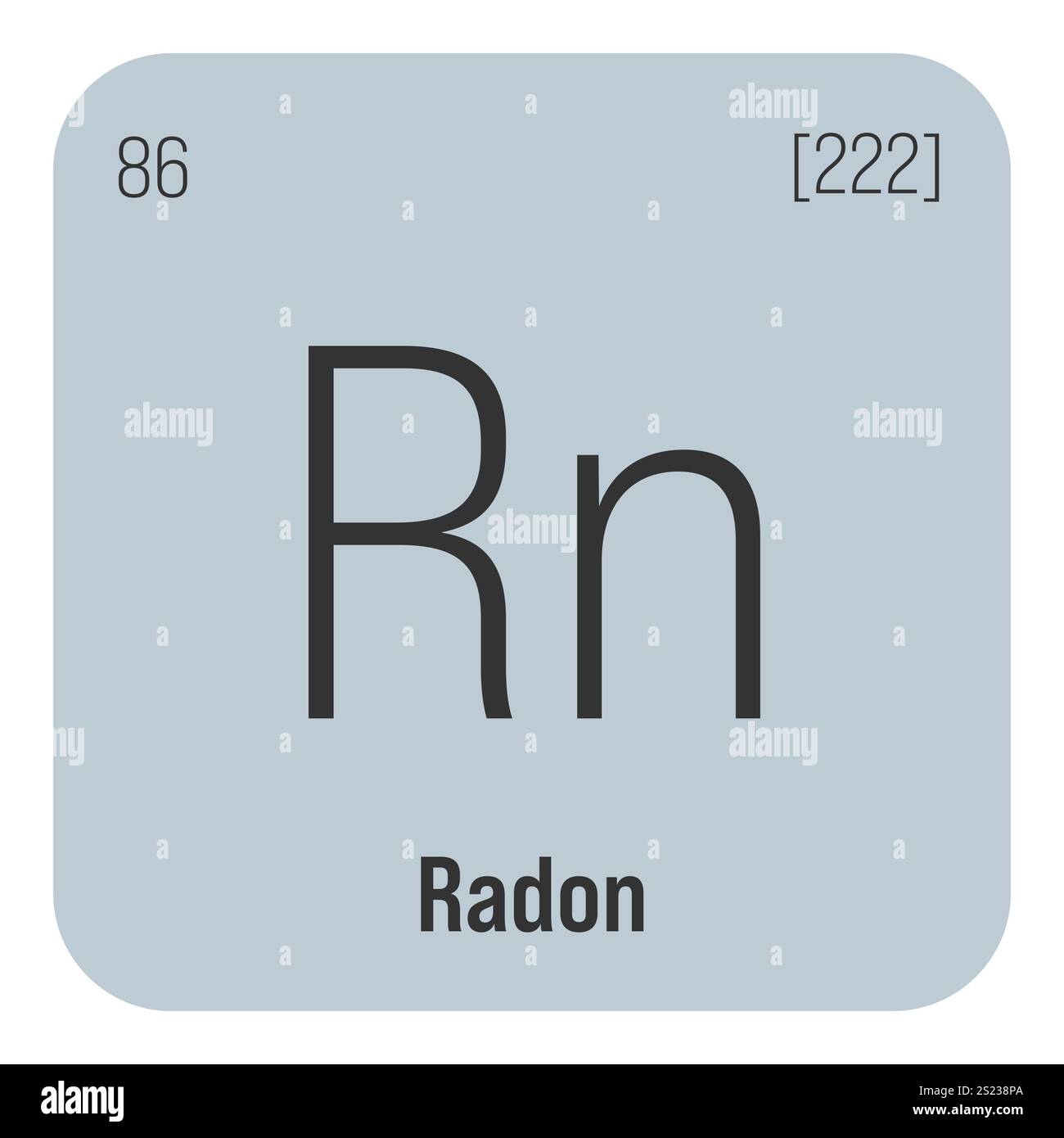 Radon, Rn, periodic table element with name, symbol, atomic number and ...