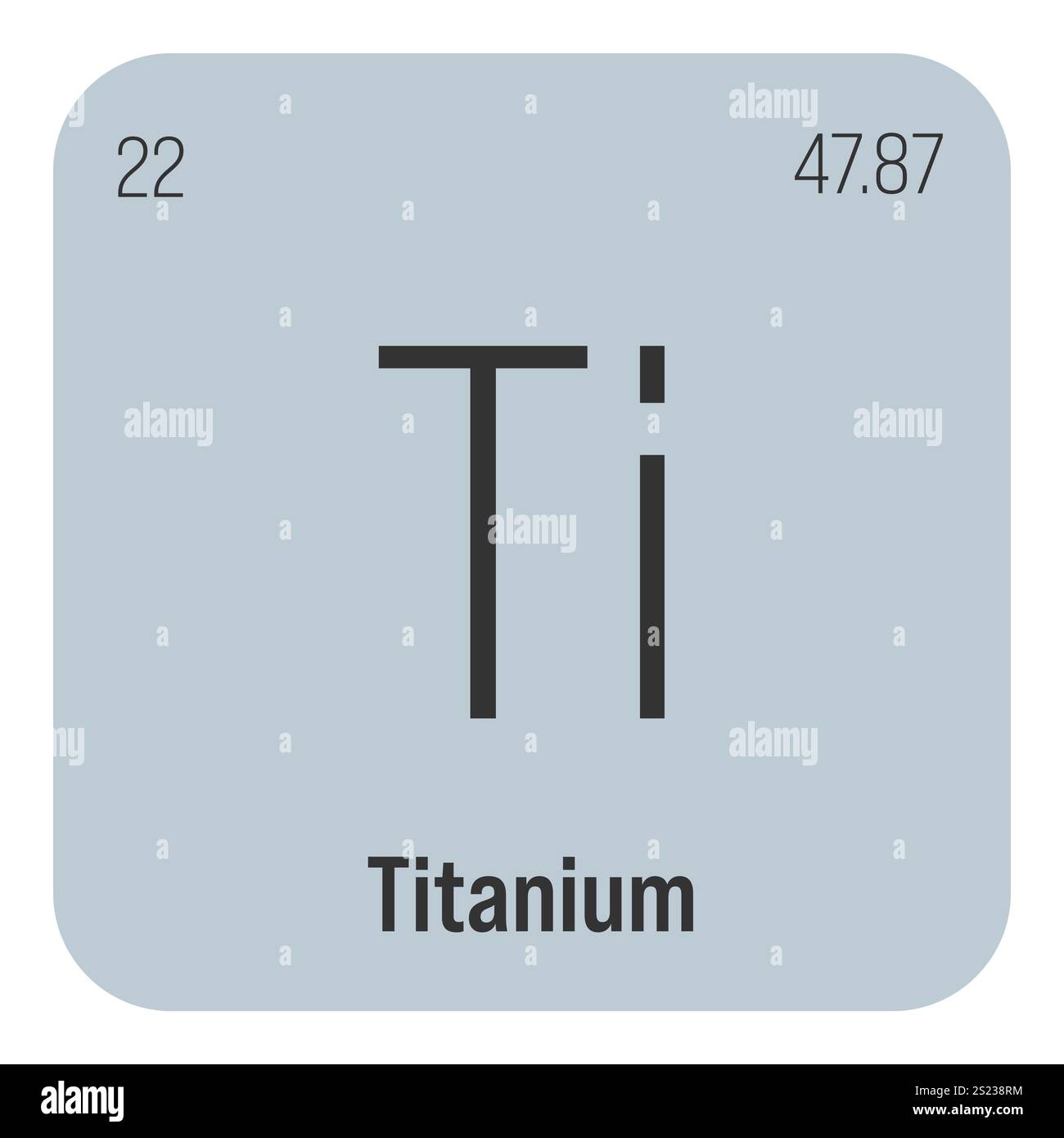 Titanium, Ti, periodic table element with name, symbol, atomic number ...