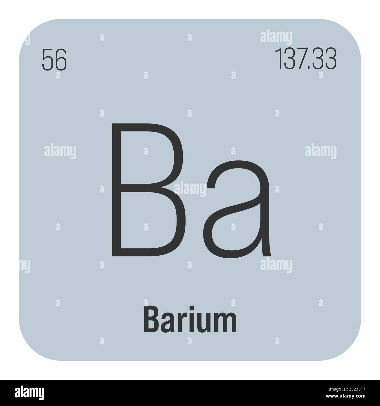Barium, Ba, periodic table element with name, symbol, atomic number and ...