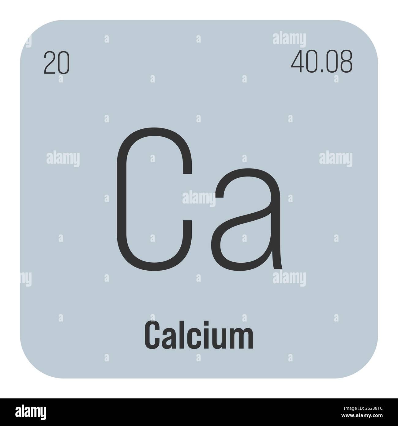 Calcium, Ca, periodic table element with name, symbol, atomic number ...