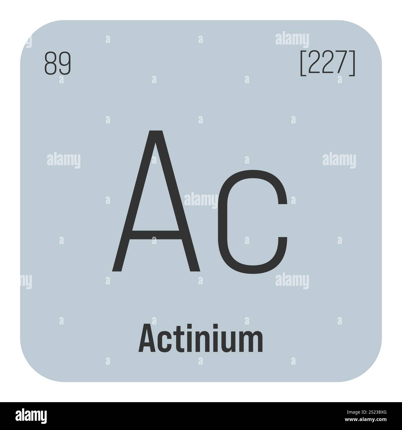 Actinium, Ac, periodic table element with name, symbol, atomic number ...