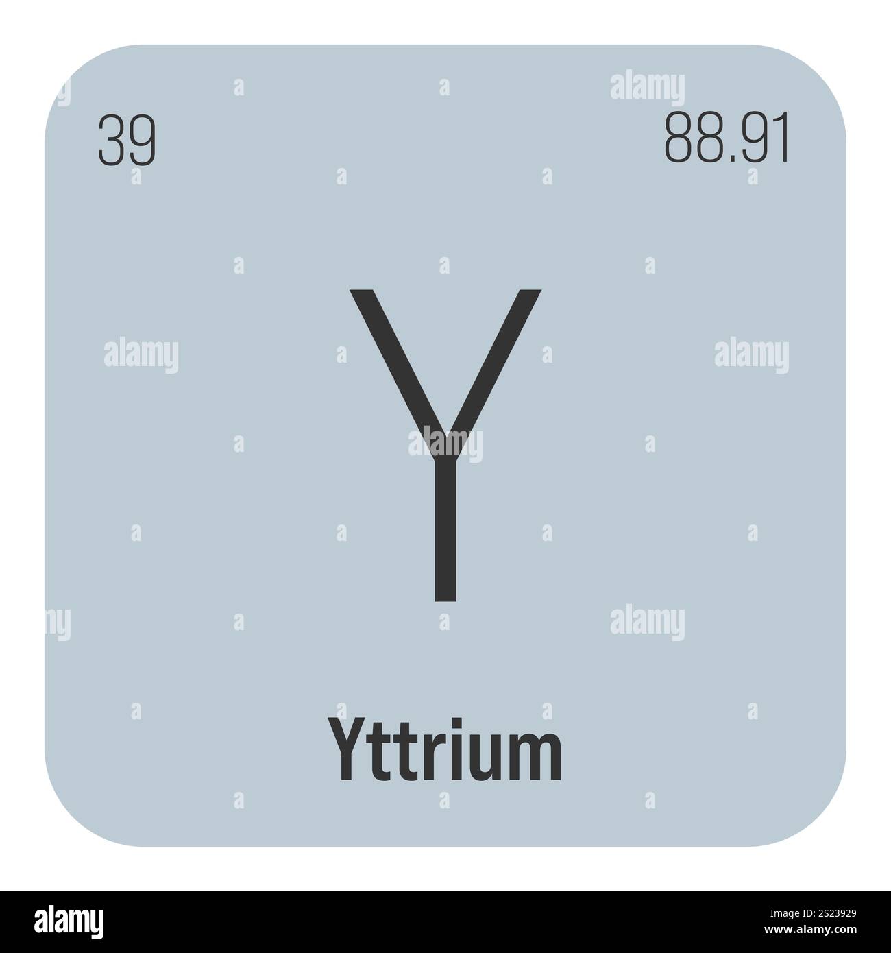 Yttrium, Y, periodic table element with name, symbol, atomic number and ...