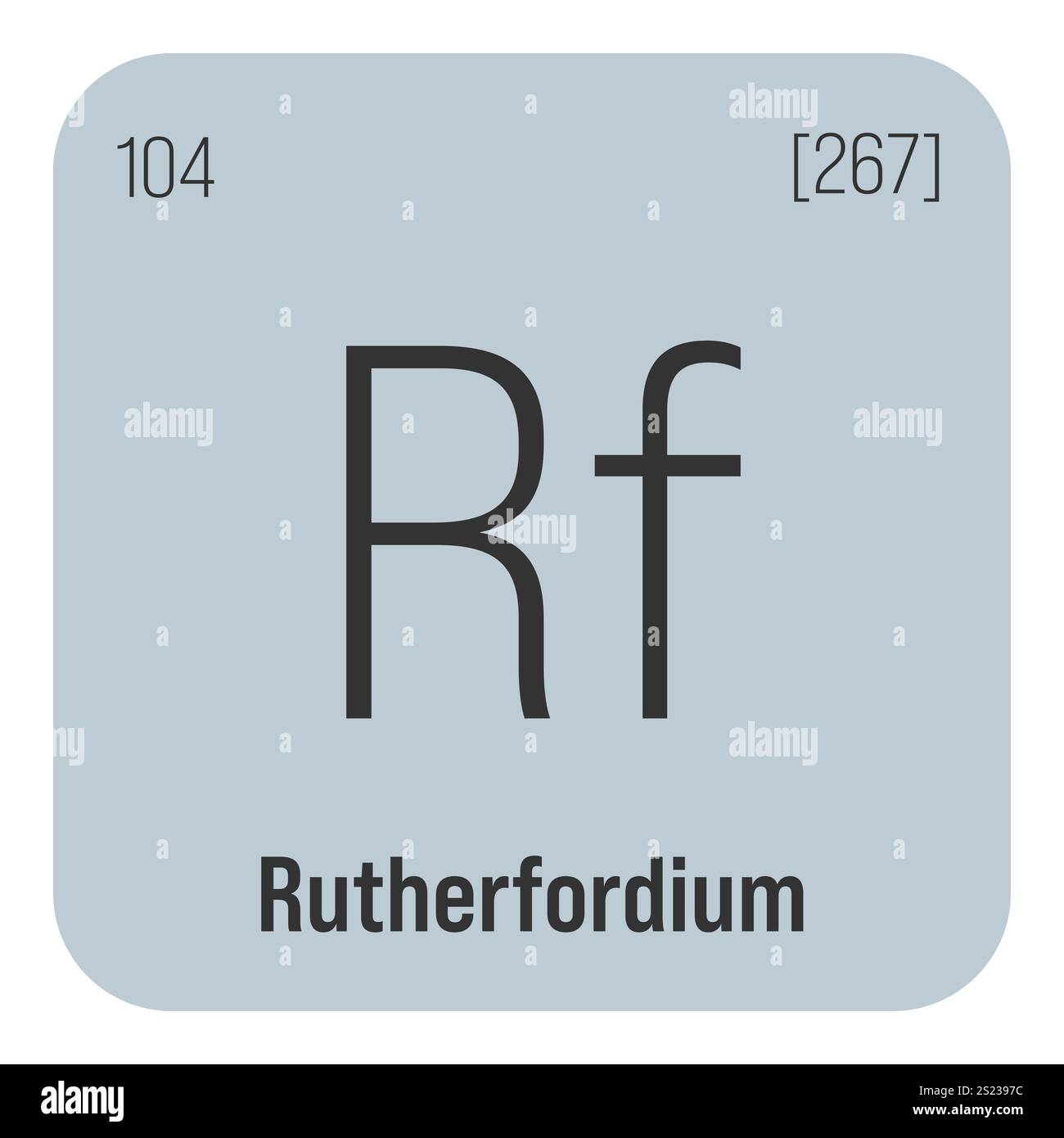 Rutherfordium, Rf, periodic table element with name, symbol, atomic ...