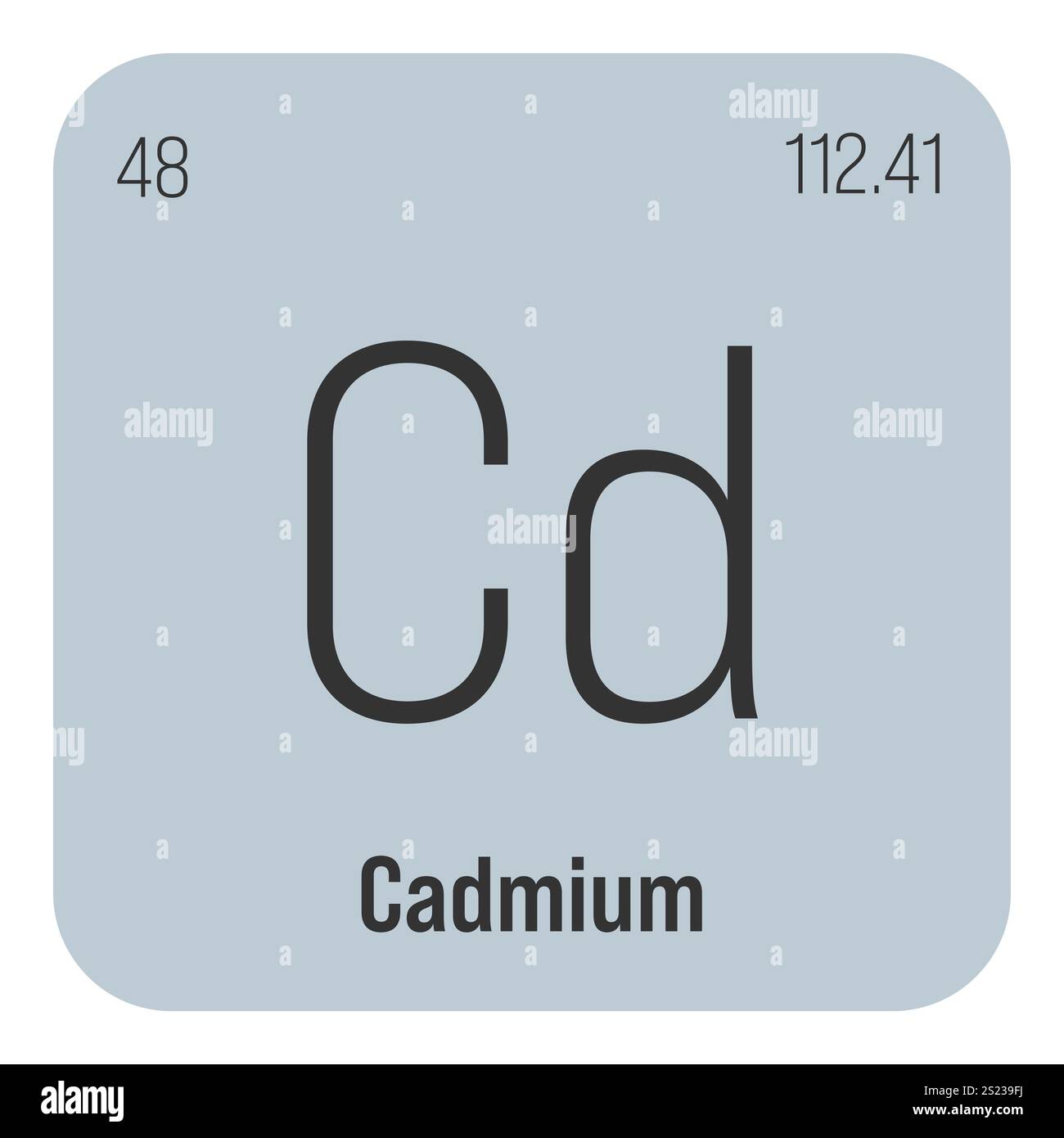 Cadmium, Cd, periodic table element with name, symbol, atomic number ...