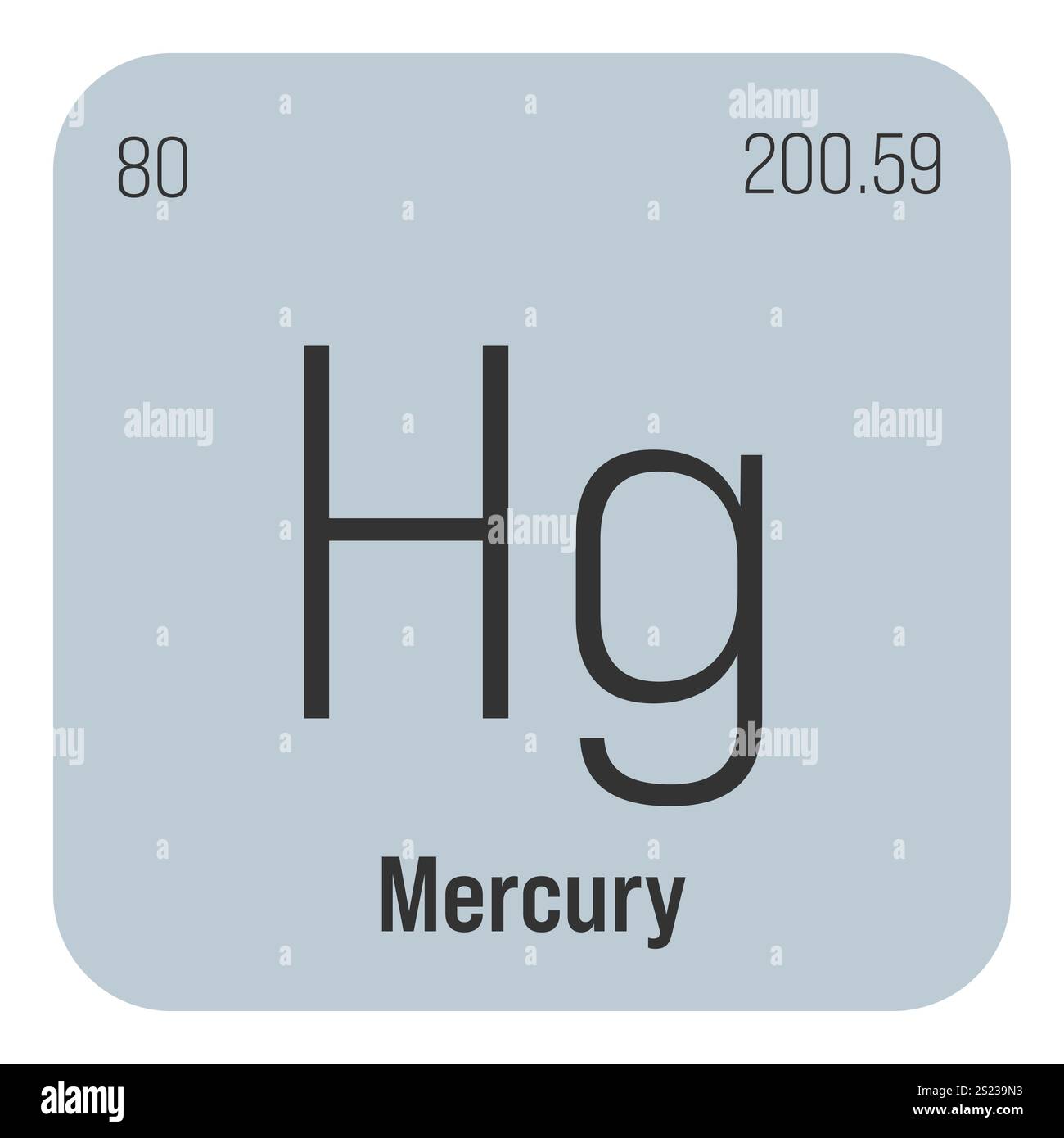 Mercury, Hg, periodic table element with name, symbol, atomic number ...