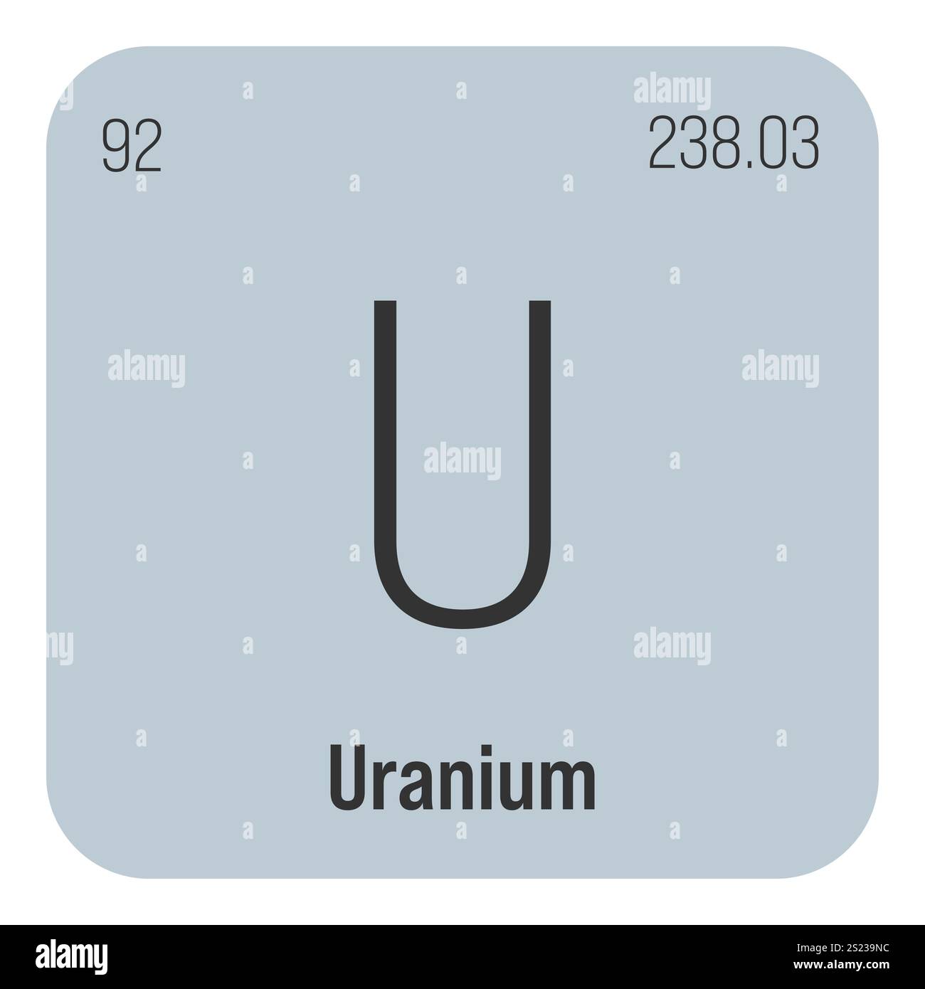 Uranium, U, periodic table element with name, symbol, atomic number and ...