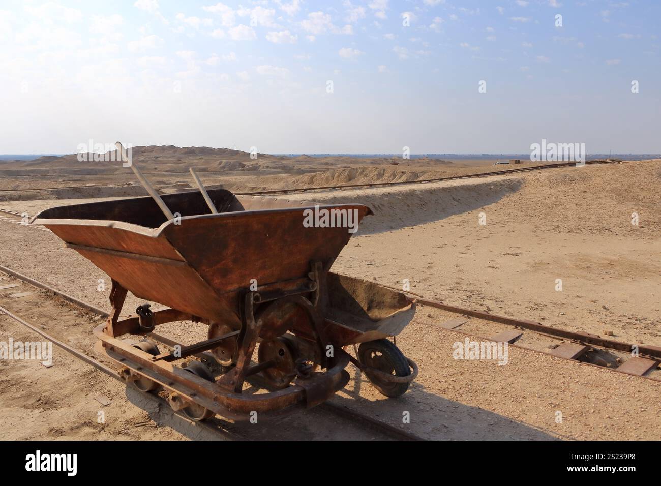 the equipment of the archaeologists who working at the excavation site ...