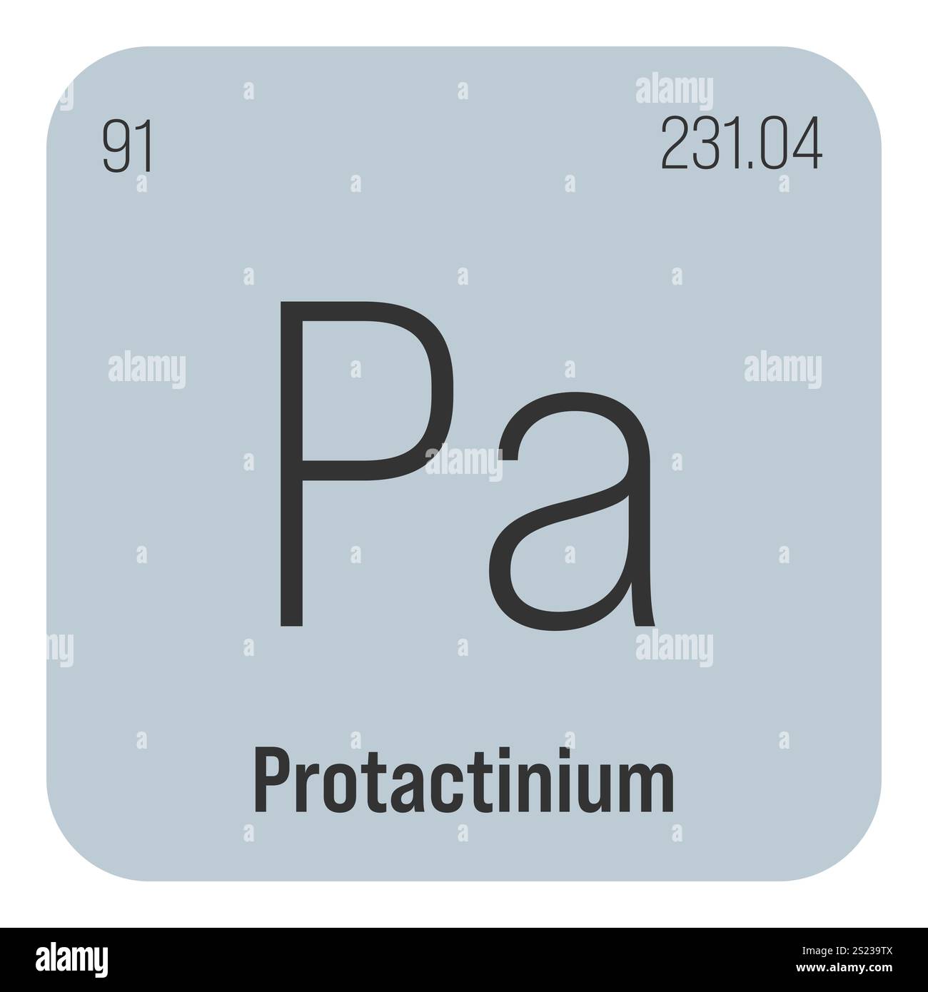 Protactinium, Pa, periodic table element with name, symbol, atomic ...