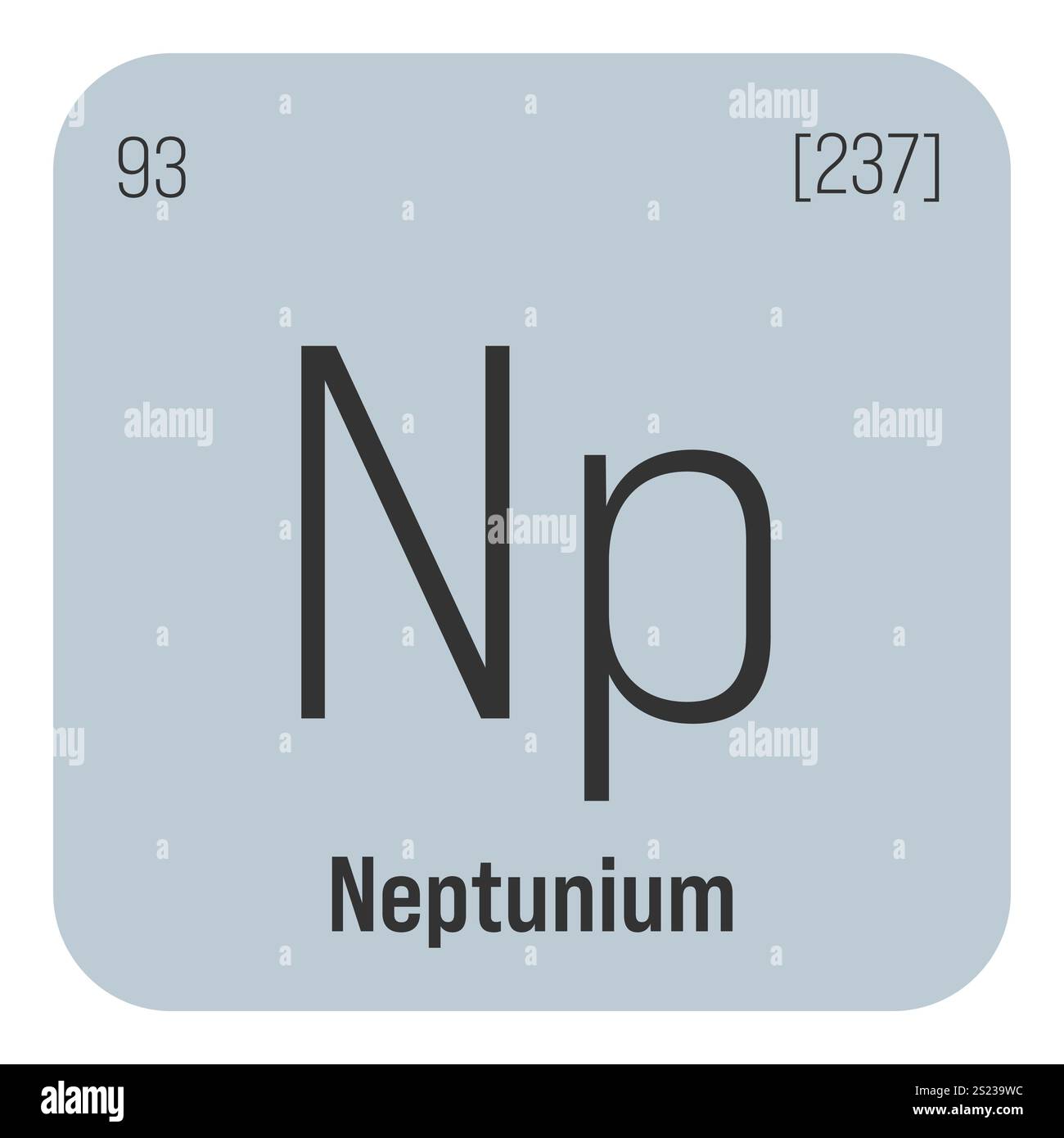 Neptunium, Np, periodic table element with name, symbol, atomic number ...