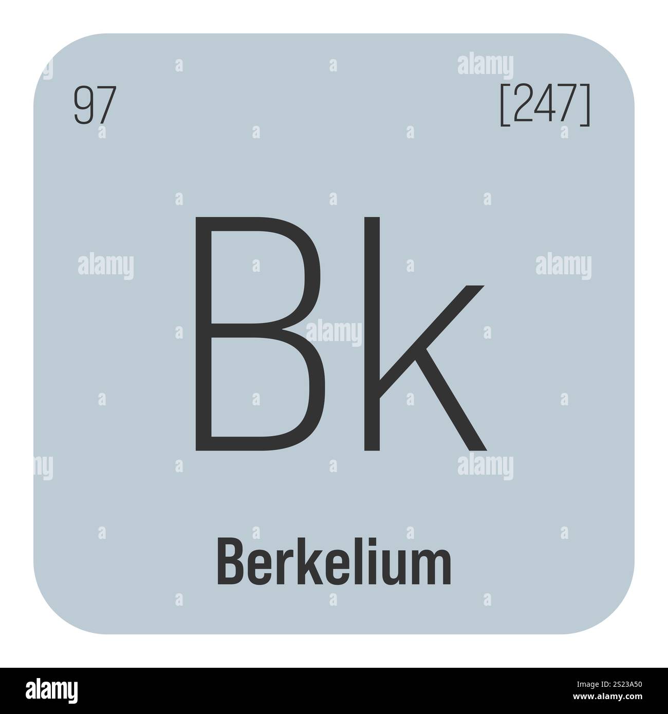 Berkelium, Bk, periodic table element with name, symbol, atomic number ...