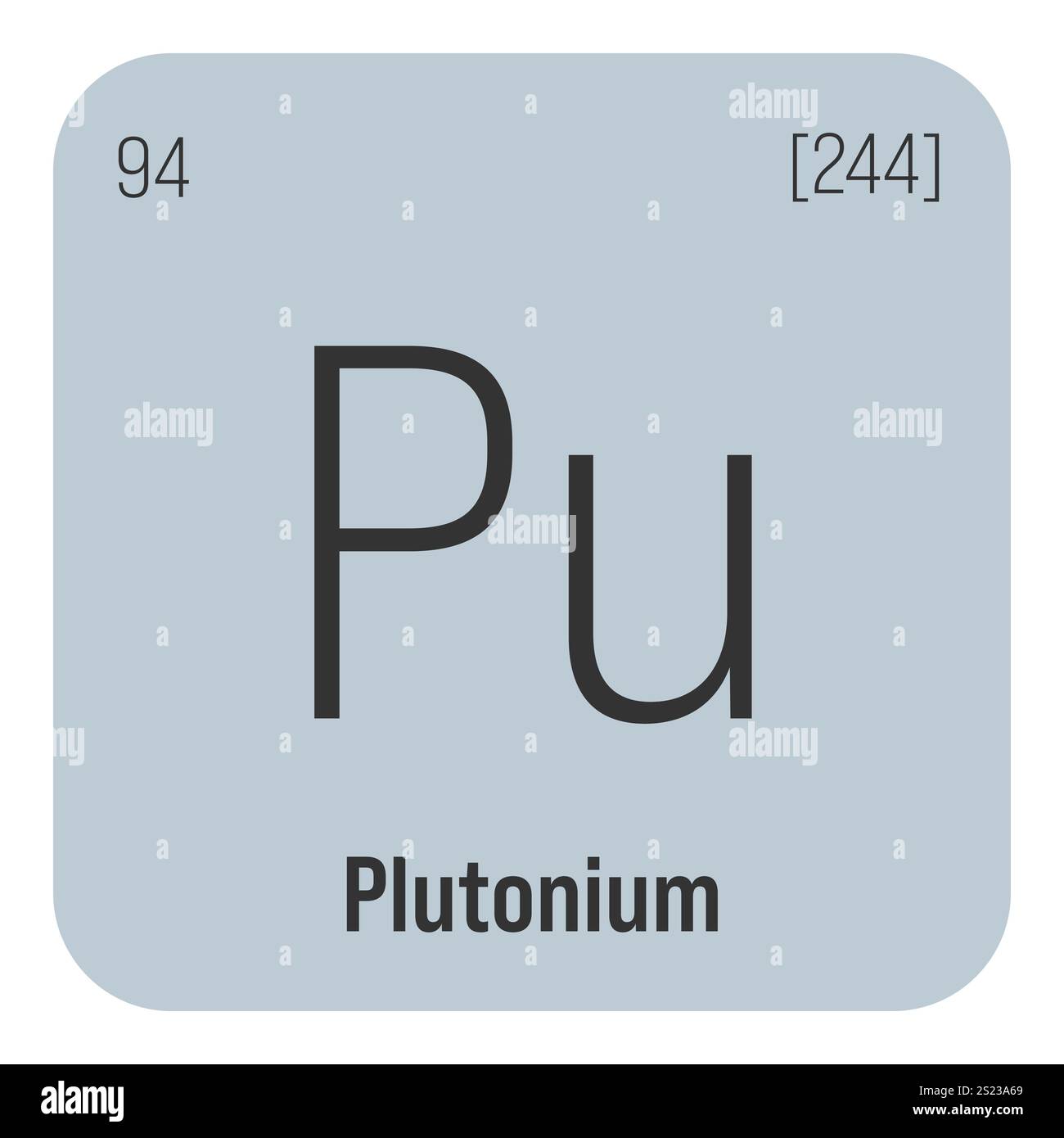 Plutonium, Pu, periodic table element with name, symbol, atomic number and weight. Synthetic ...