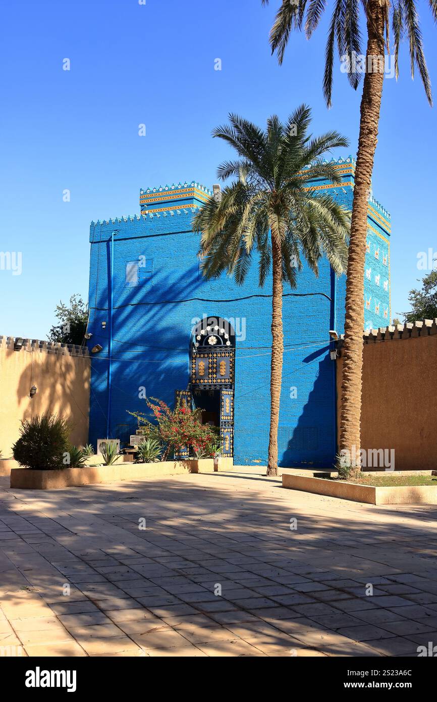 the replica of the blue Ishtar gate in Babylon in Iraq Stock Photo - Alamy