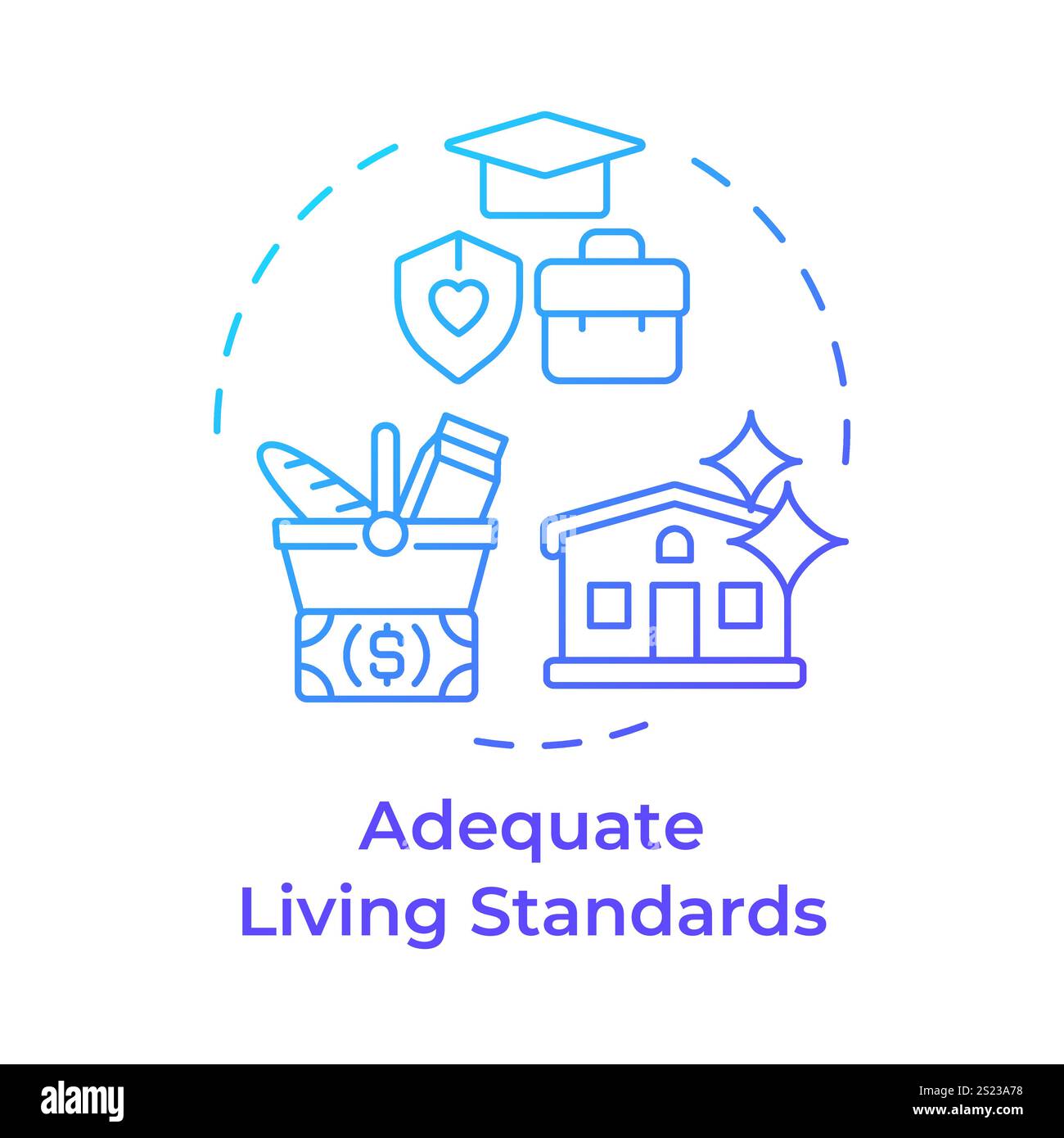 Adequate living standards blue gradient concept icon Stock Vector Image ...