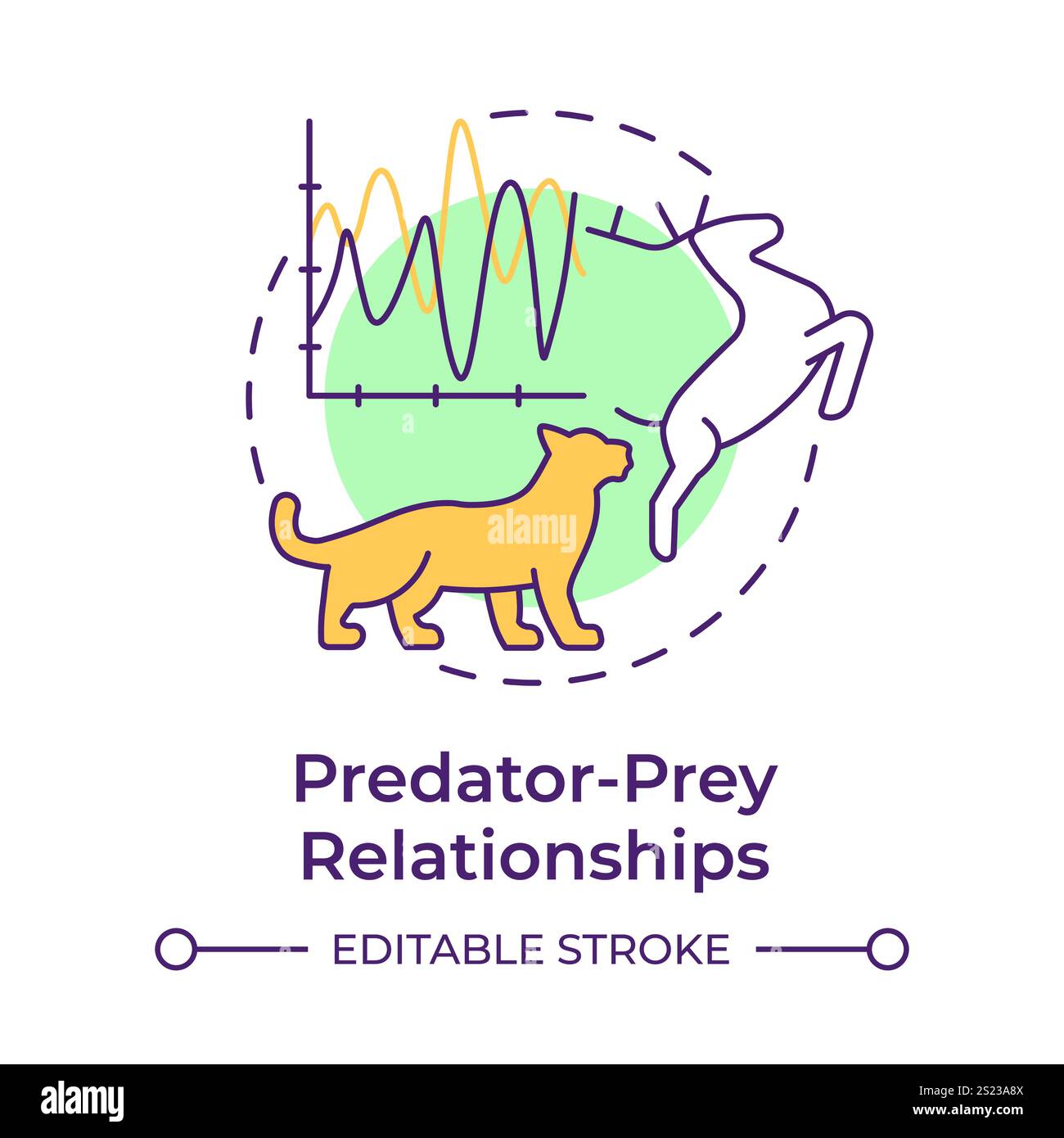 Predator-prey relationships multi color concept icon Stock Vector Image ...