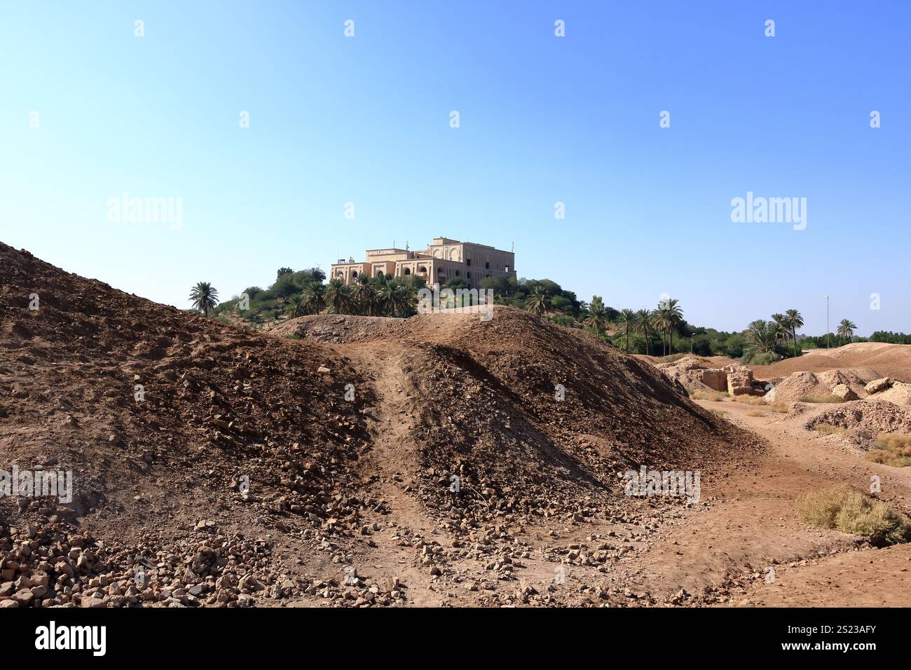 the Ruins of Babylon and palace of Saddam Hussein. Babylon, Iraq Stock ...