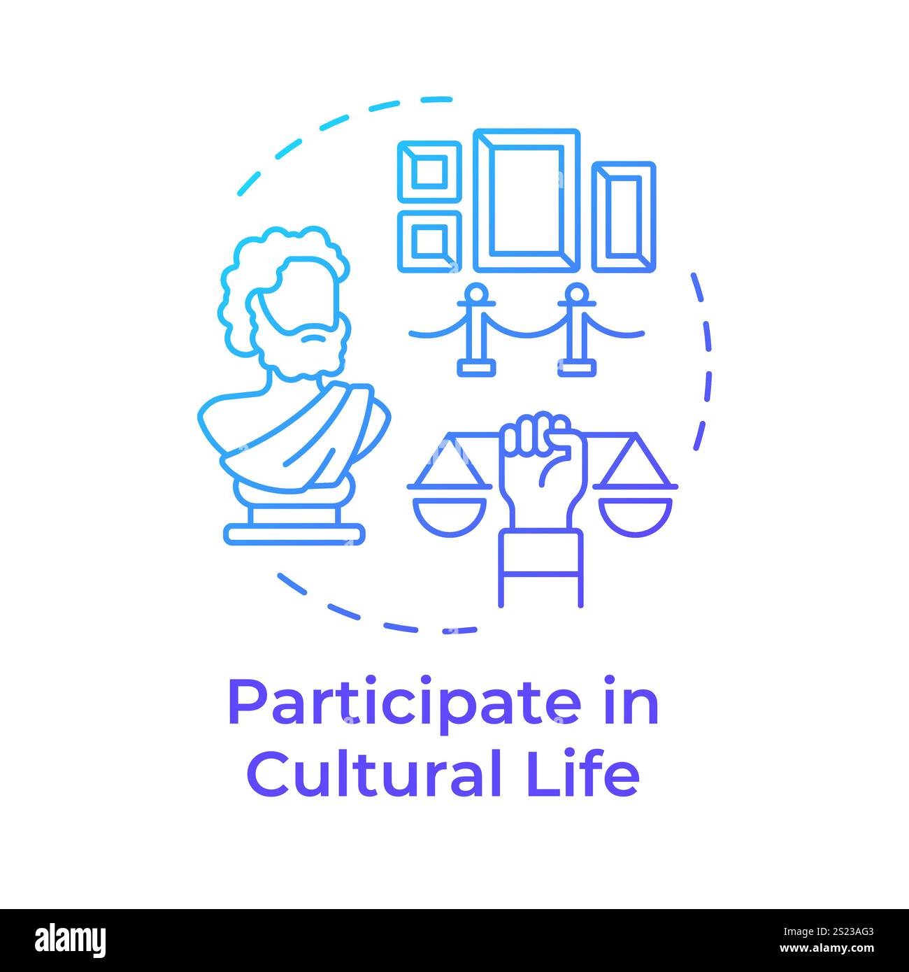 Cultural life participation blue gradient concept icon Stock Vector ...