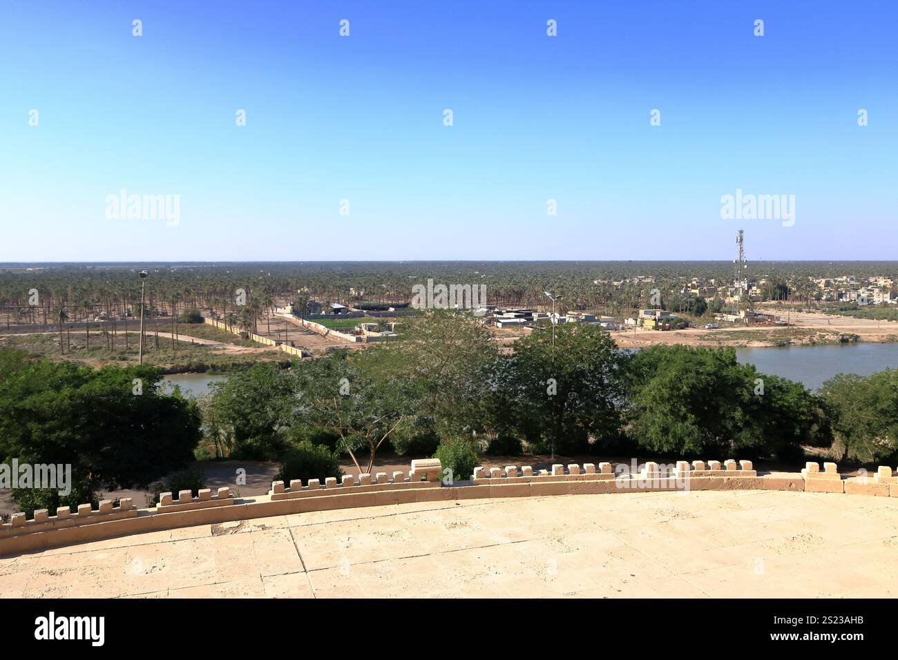 view to Euphrates river from former Saddam Hussein palace in Hillah in ...