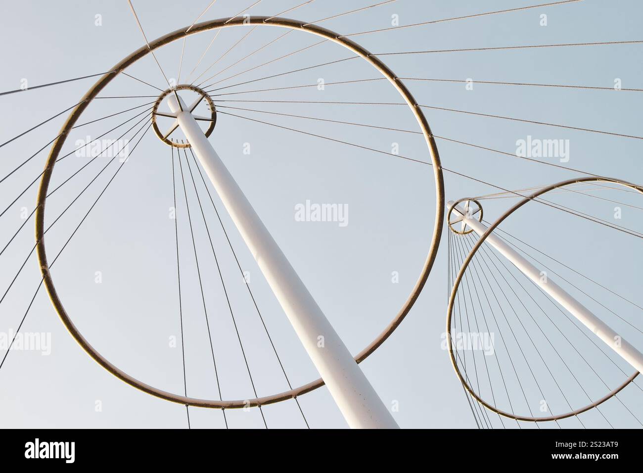 Bridge tower with round steel cable holder Stock Photo - Alamy