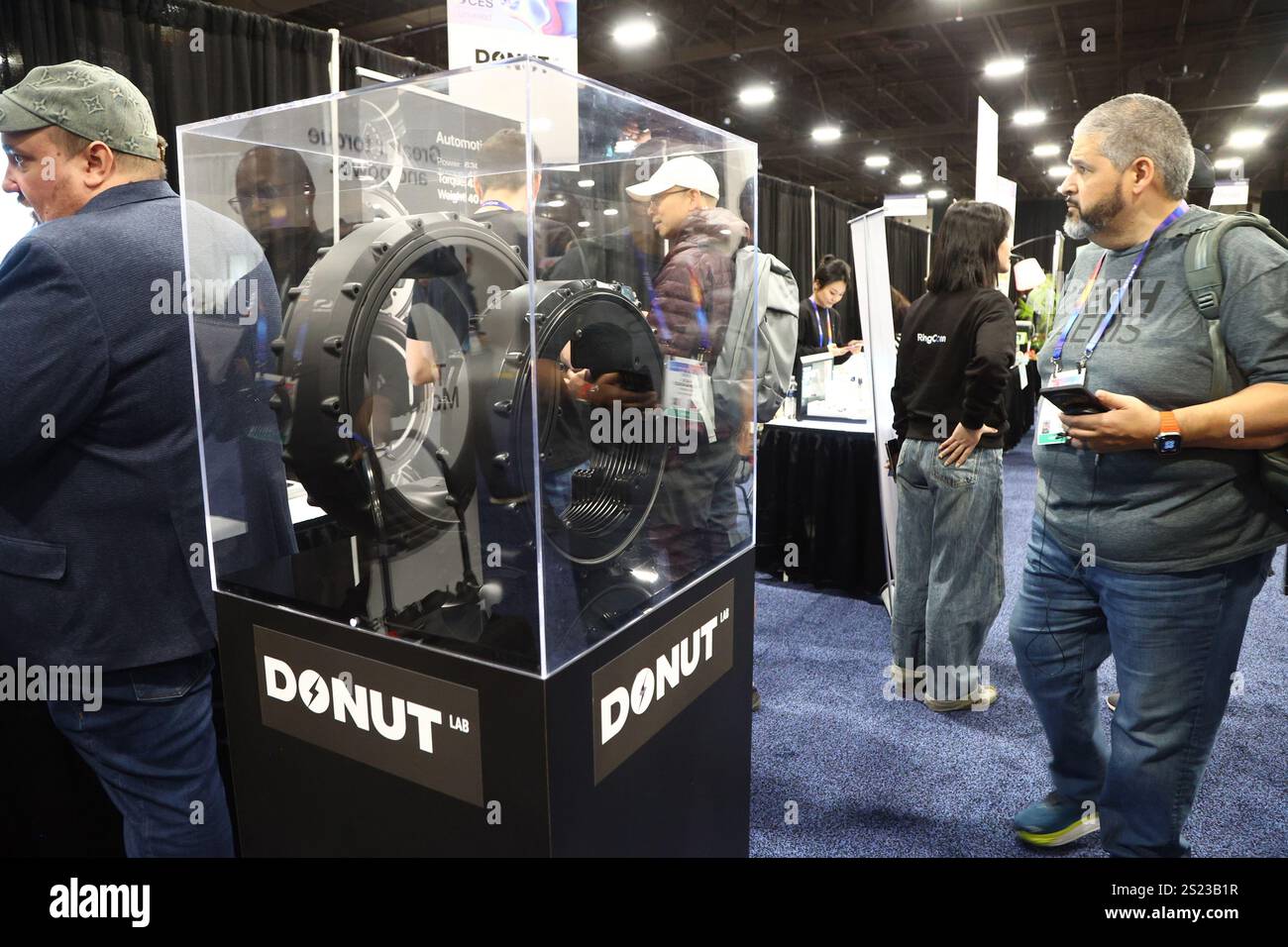 A view of Donut Lab's next-generaton in-wheel motors for the electric vehicle market, on display ...