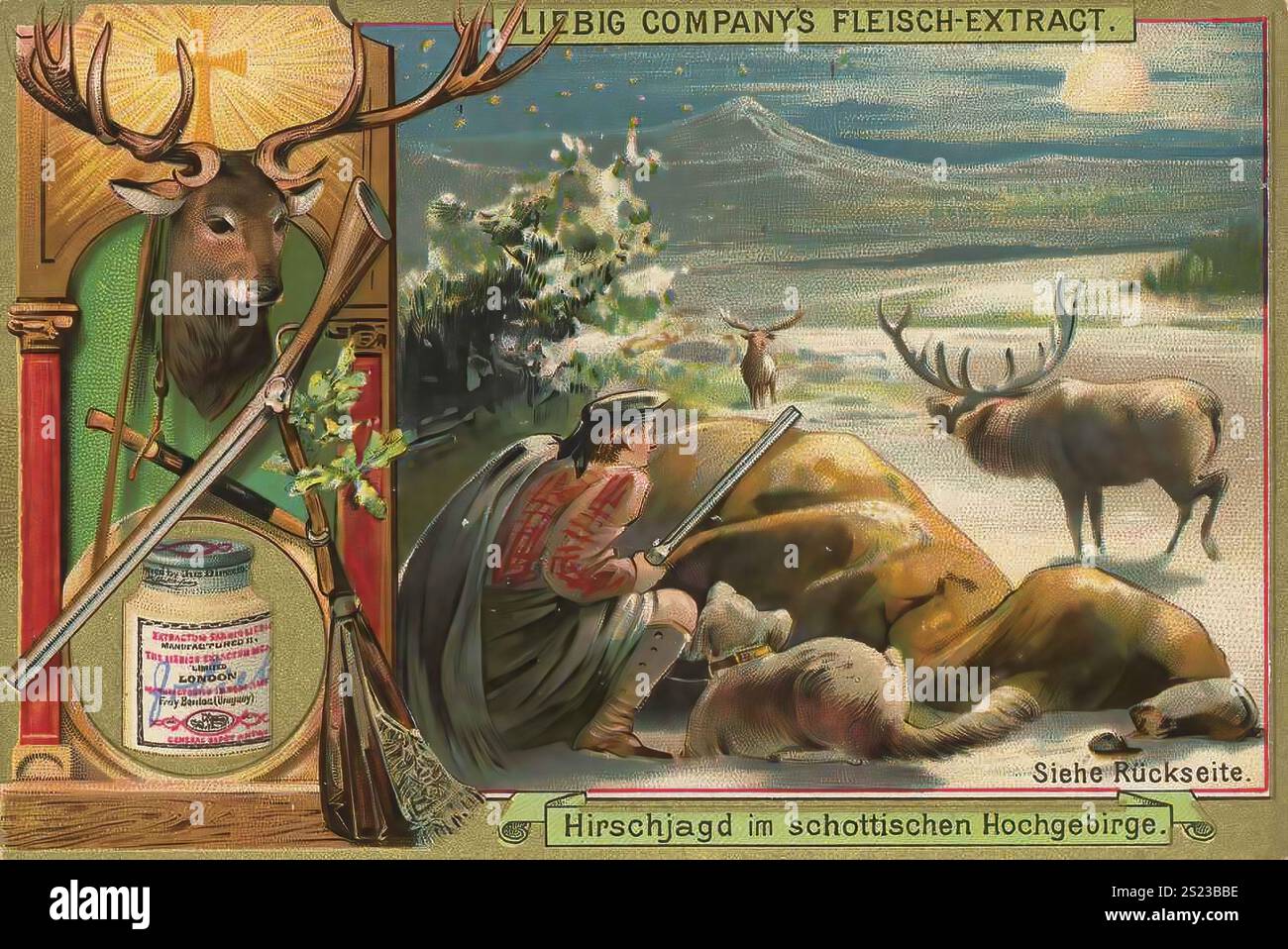 Vintage drawing deer scotland hi-res stock photography and images - Alamy