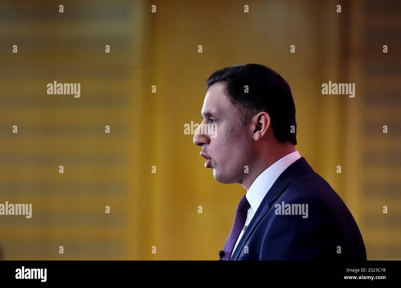 Scottish Labour leader Anas Sarwar delivers a speech at University of ...