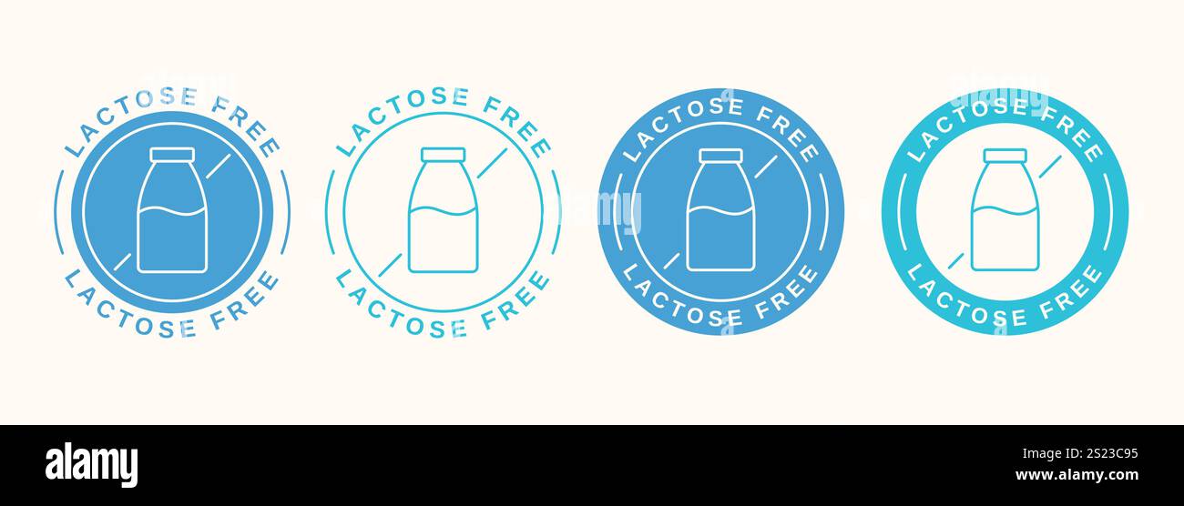 Set of lactose free labels and badges. Product signs in flat style ...