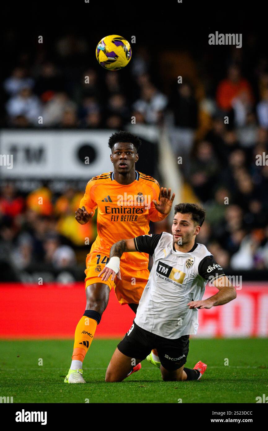 Real Madrid's French player Aurelien Djani Tchouameni during a La Liga ...