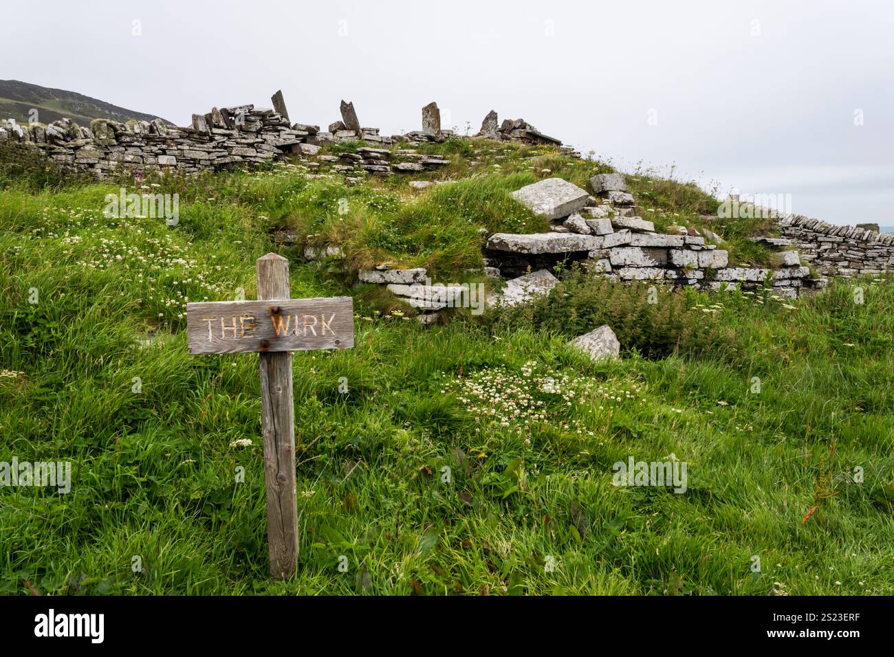 The Wirk at Westness on Rousay, Orkney. Remains of mediaeval tower ...