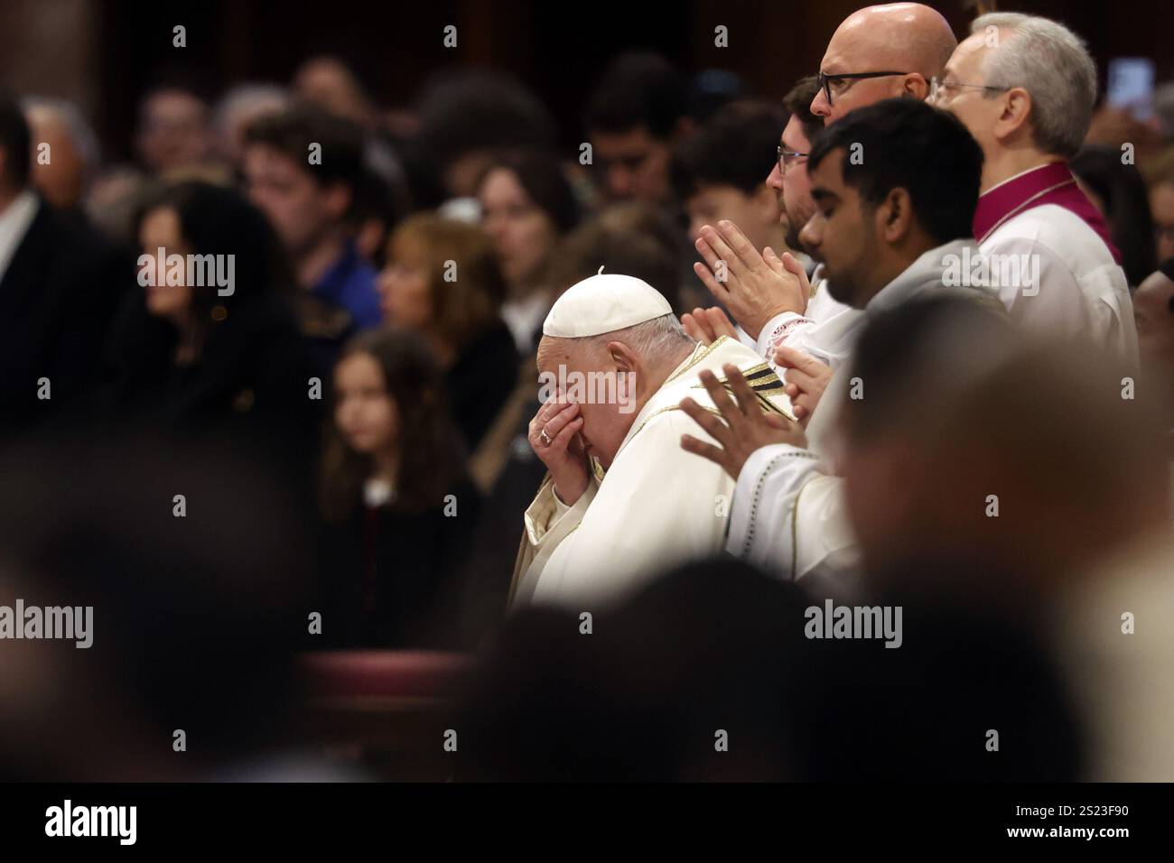 Rome, Italy 06.01.2025 : Pope Francis Bergoglio attends the celebration ...