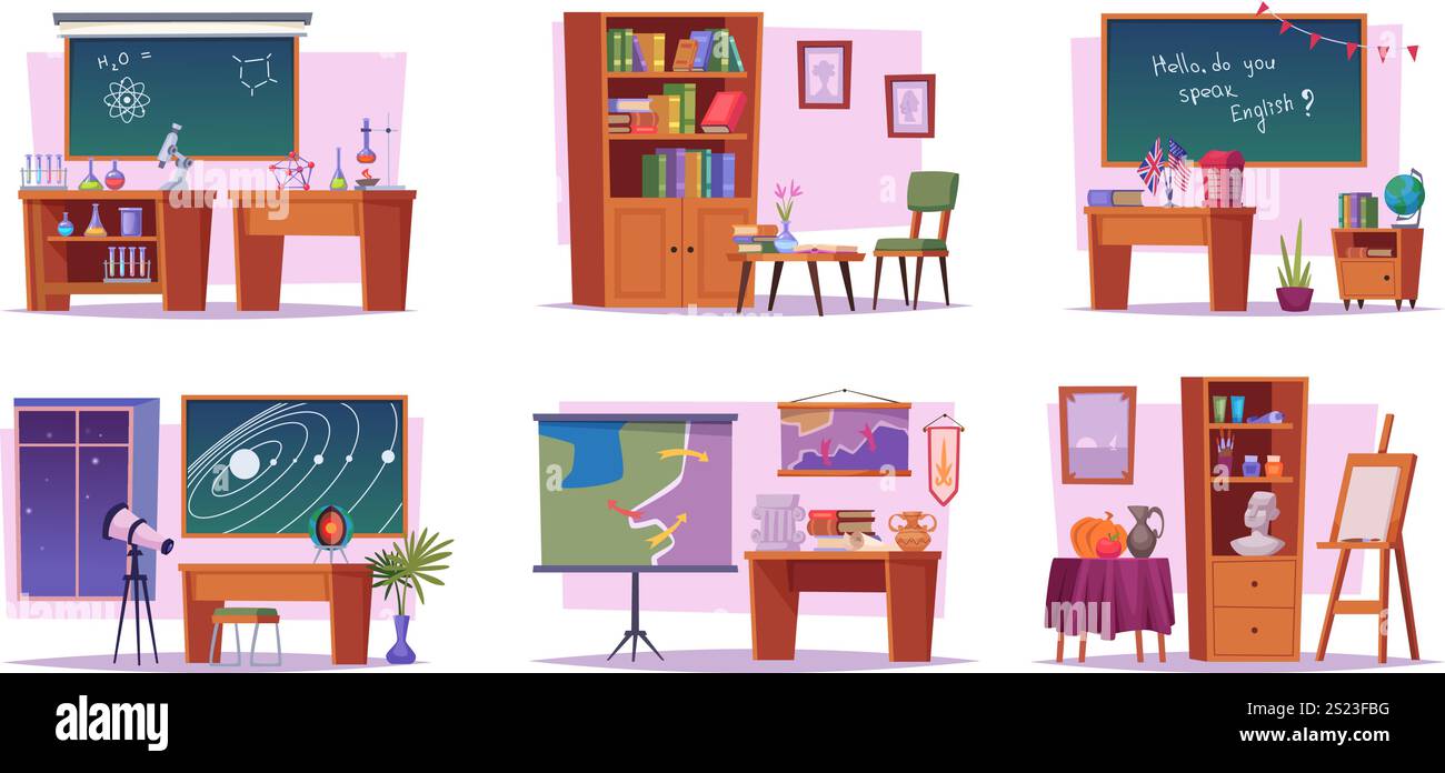 School room. Education professional tools for learning processes in ...