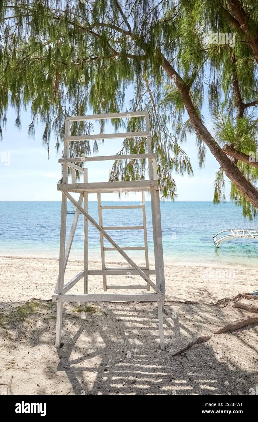 Lifeguard tower on the beach of Malapascua Island, Philippines Stock ...