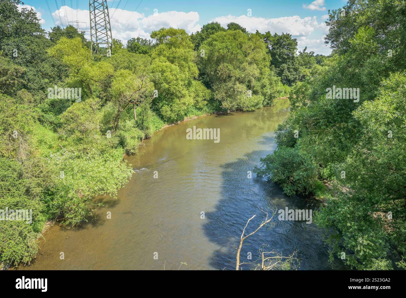 Fluß der Lahn, Oberes Lahntal bei Lollar, Landkreis Gießen, Hessen ...
