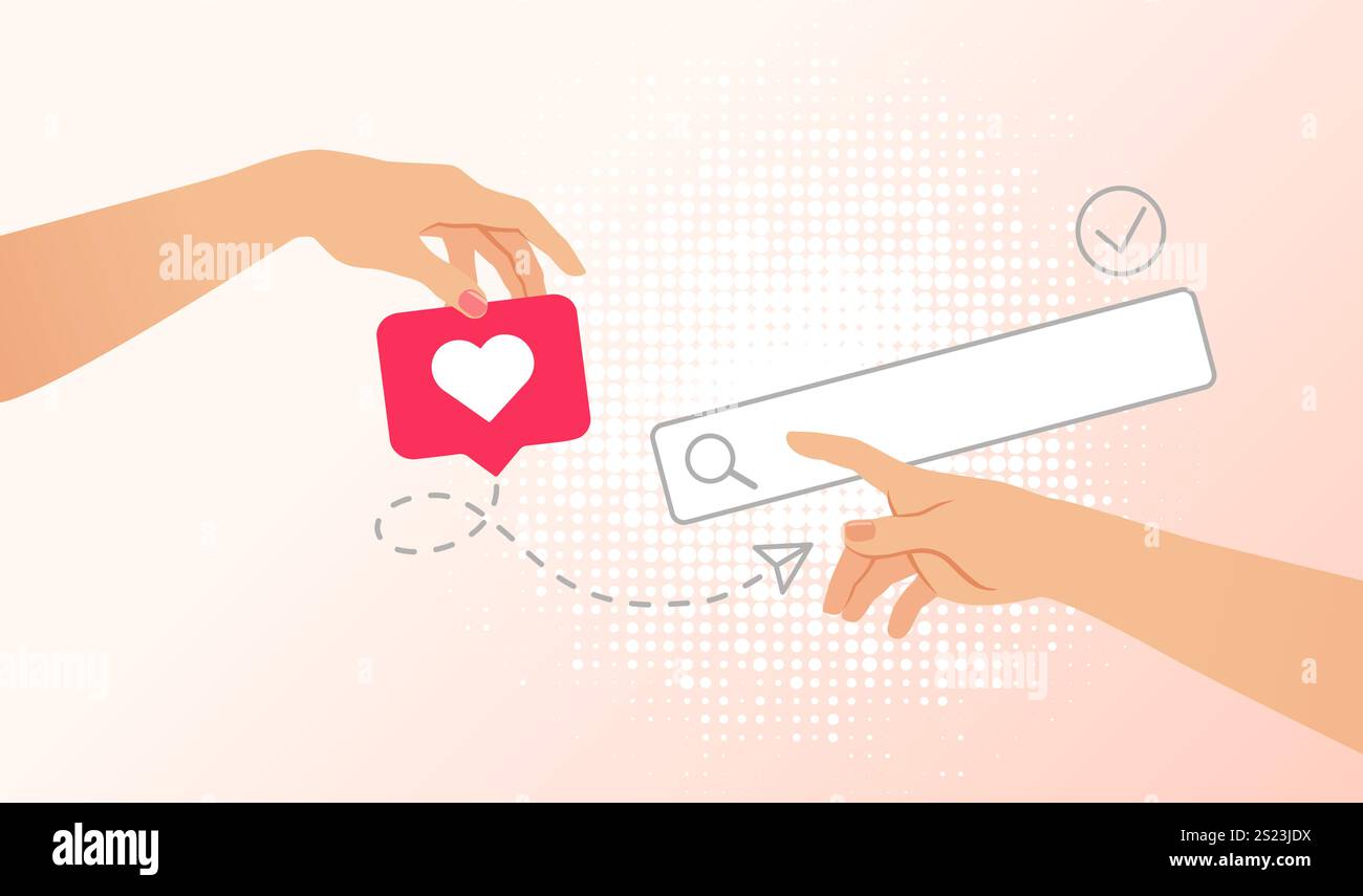 Hand holding like icon and direct message sign. Hands of lovers ...