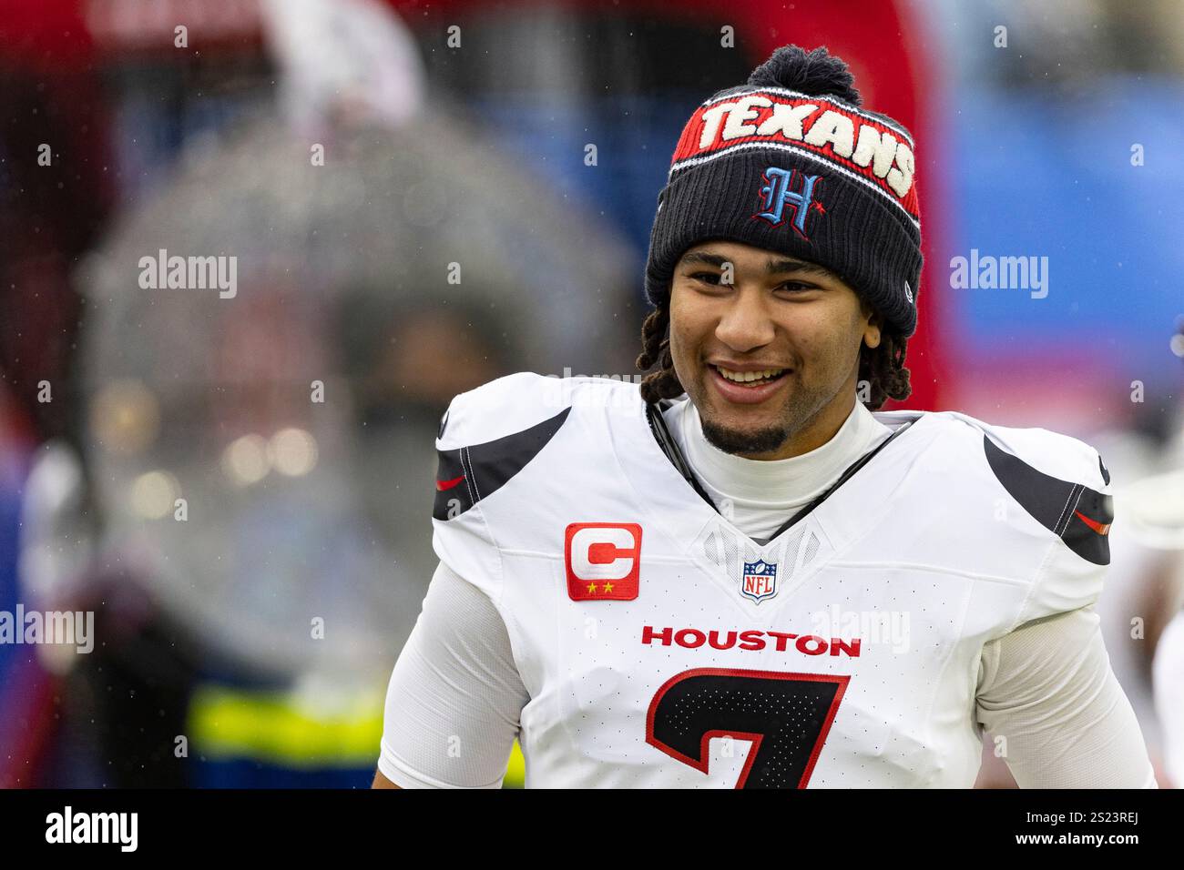 Houston Texans quarterback C.J. Stroud (7) reacts to a play during ...