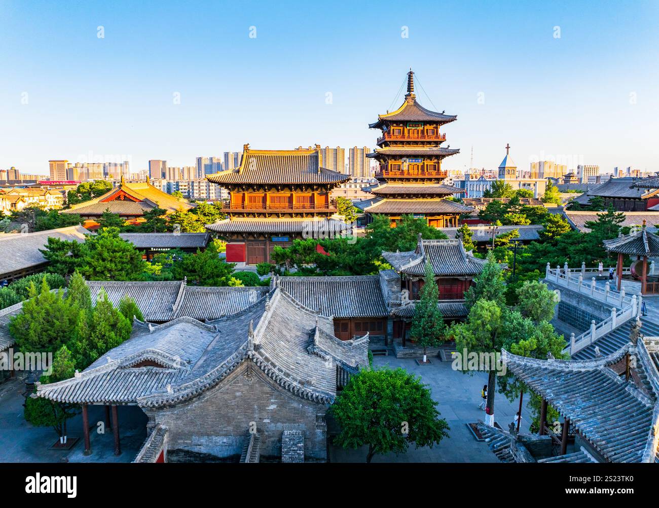 Aerial photography of Huayan Temple in Datong, Shanxi Province on a ...