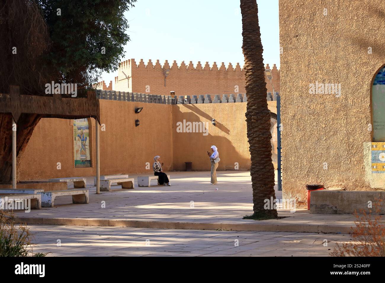 Babylon in Iraq - November 13 2024: people visit the old walls of the ...