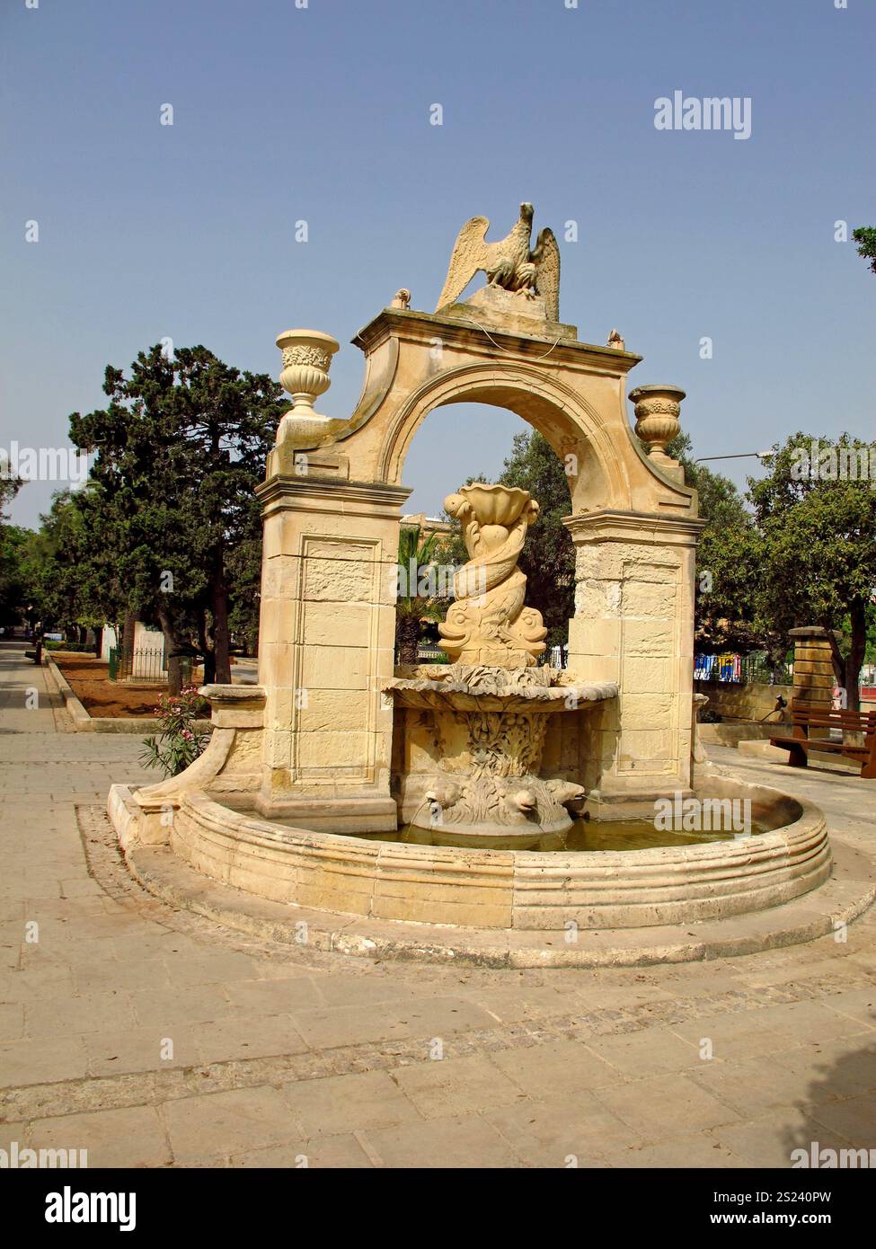 The fountain in Floriana, Malta Stock Photo - Alamy